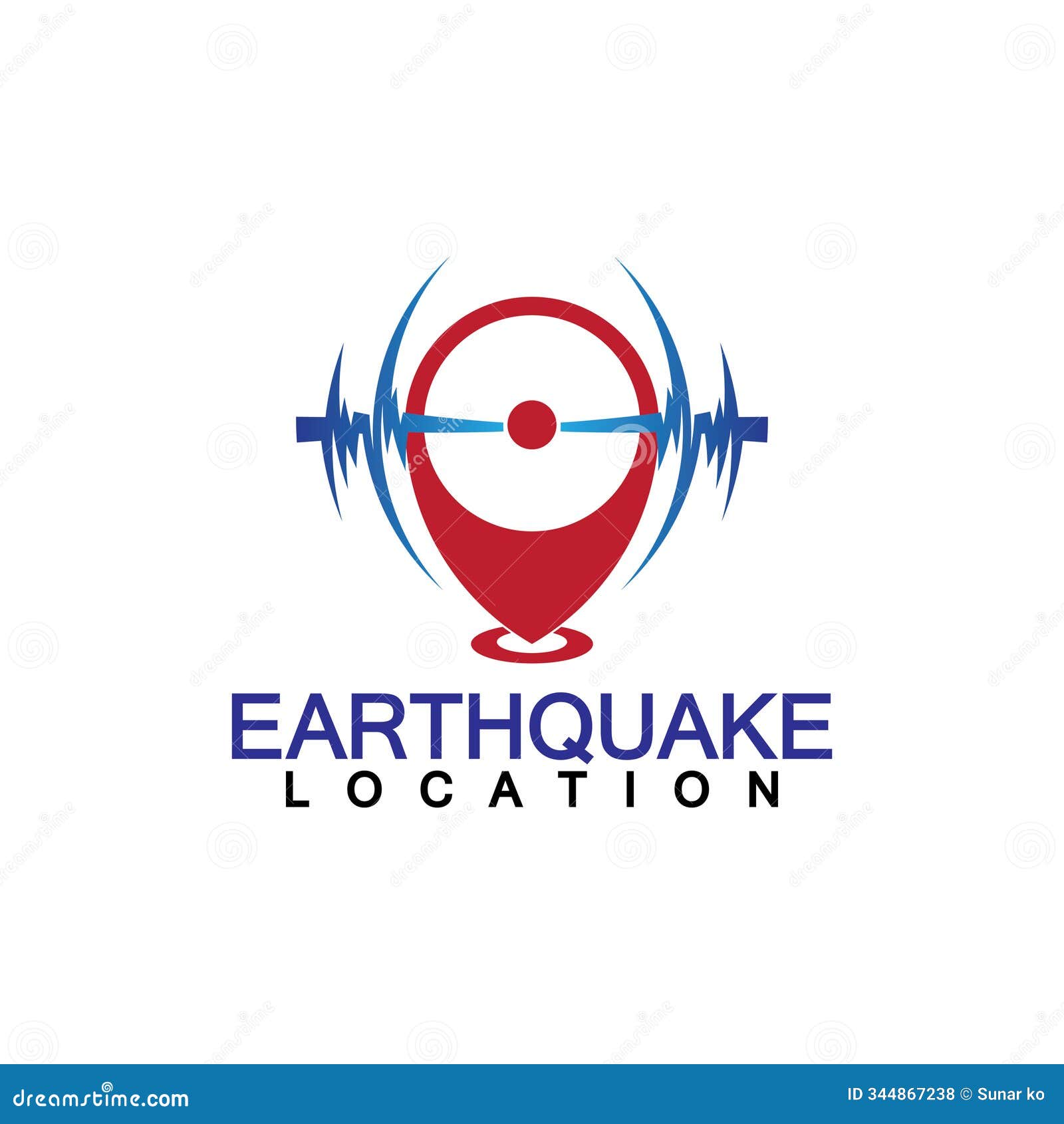 Earthquake Location Logo Icon Design Isolated on White Background. Map ...