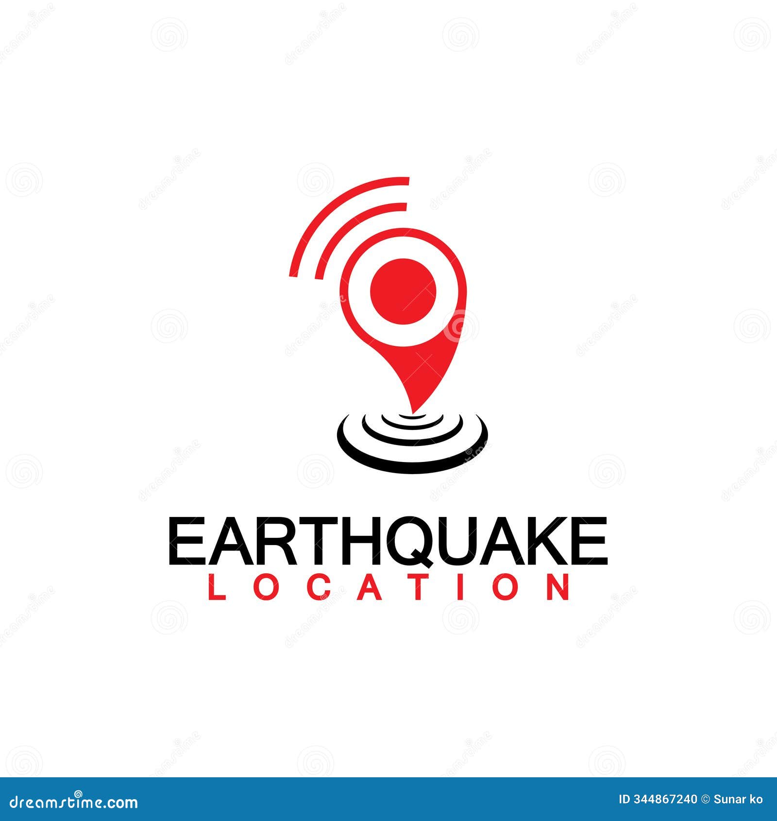 Earthquake Location Logo Icon Design Isolated On White Background. Map ...