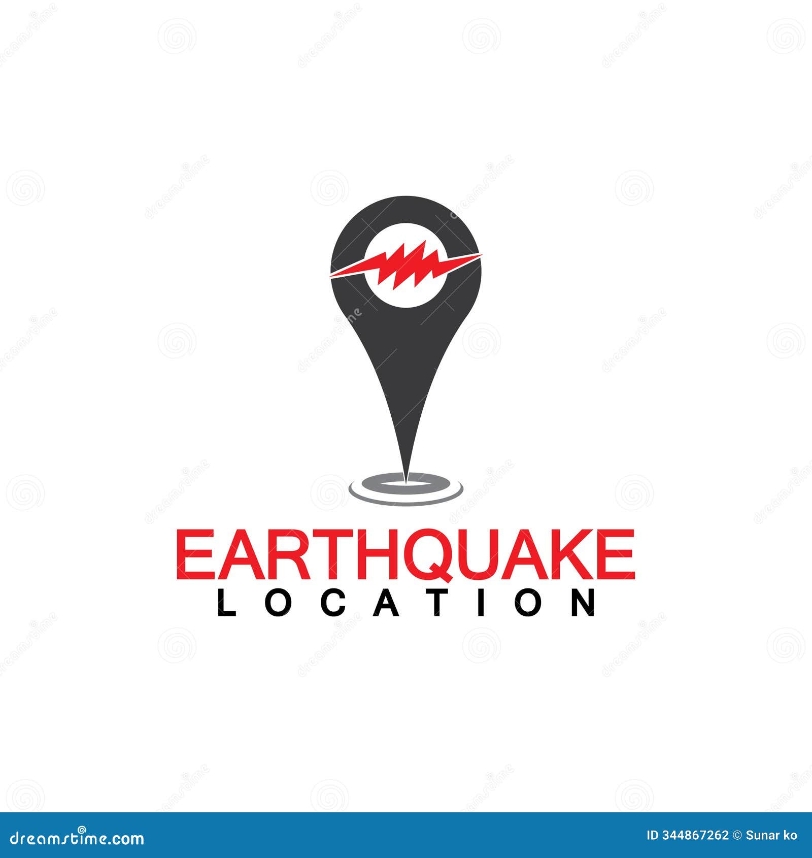 Earthquake Location Logo Icon Design Isolated on White Background. Map ...