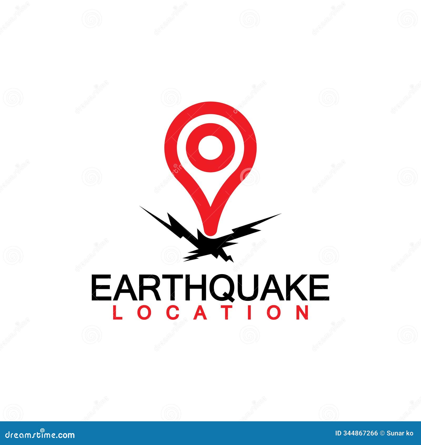 Earthquake Location Logo Icon Design Isolated on White Background. Map ...