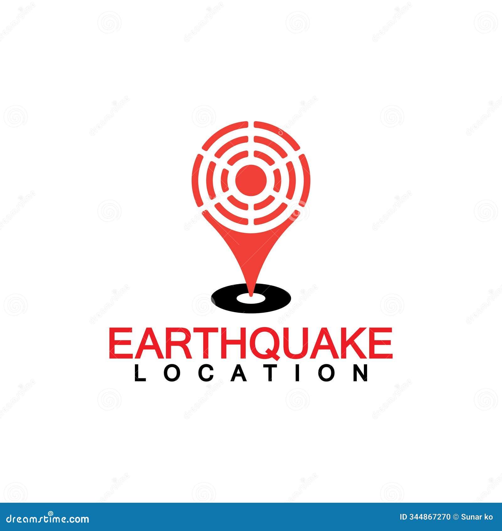 Earthquake Location Logo Icon Design Isolated on White Background. Map ...
