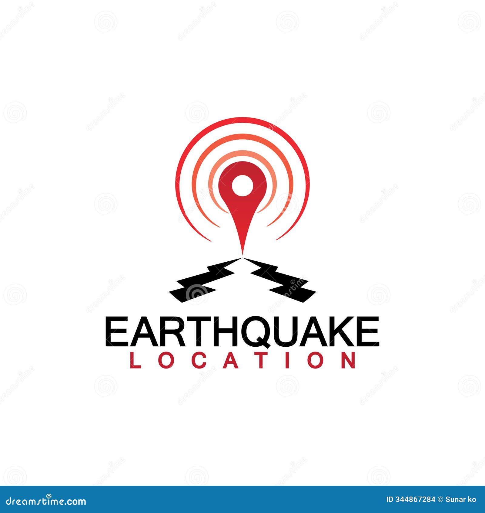 Earthquake Location Logo Icon Design Isolated on White Background. Map ...