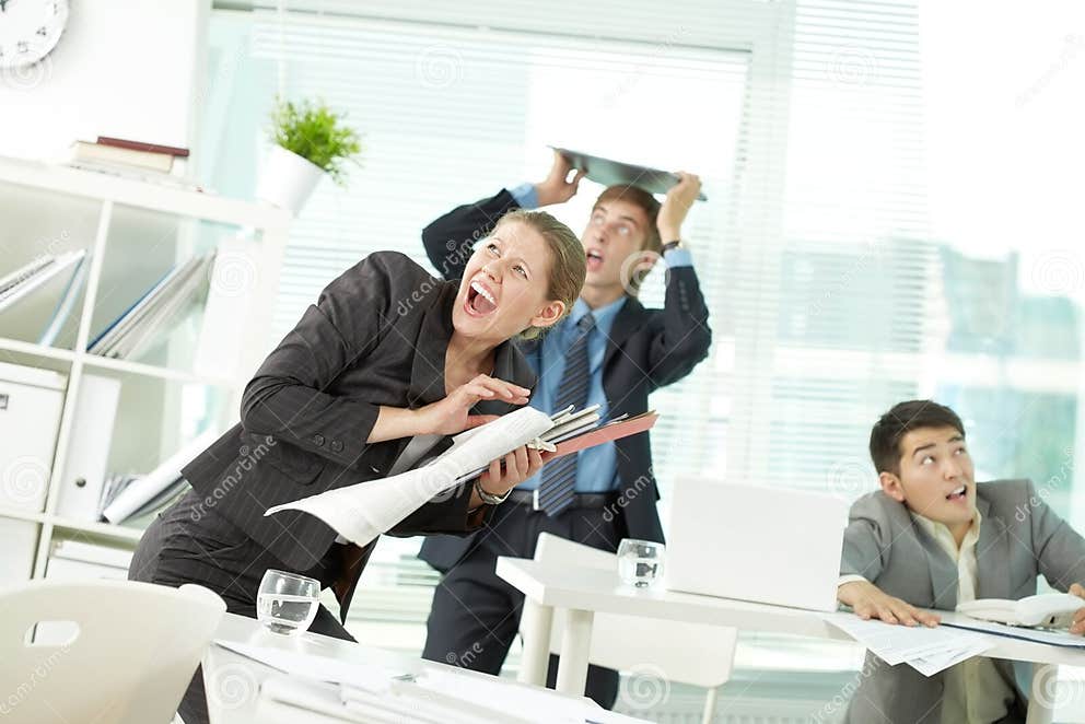 Earthquake in office stock image. Image of screaming - 77304887