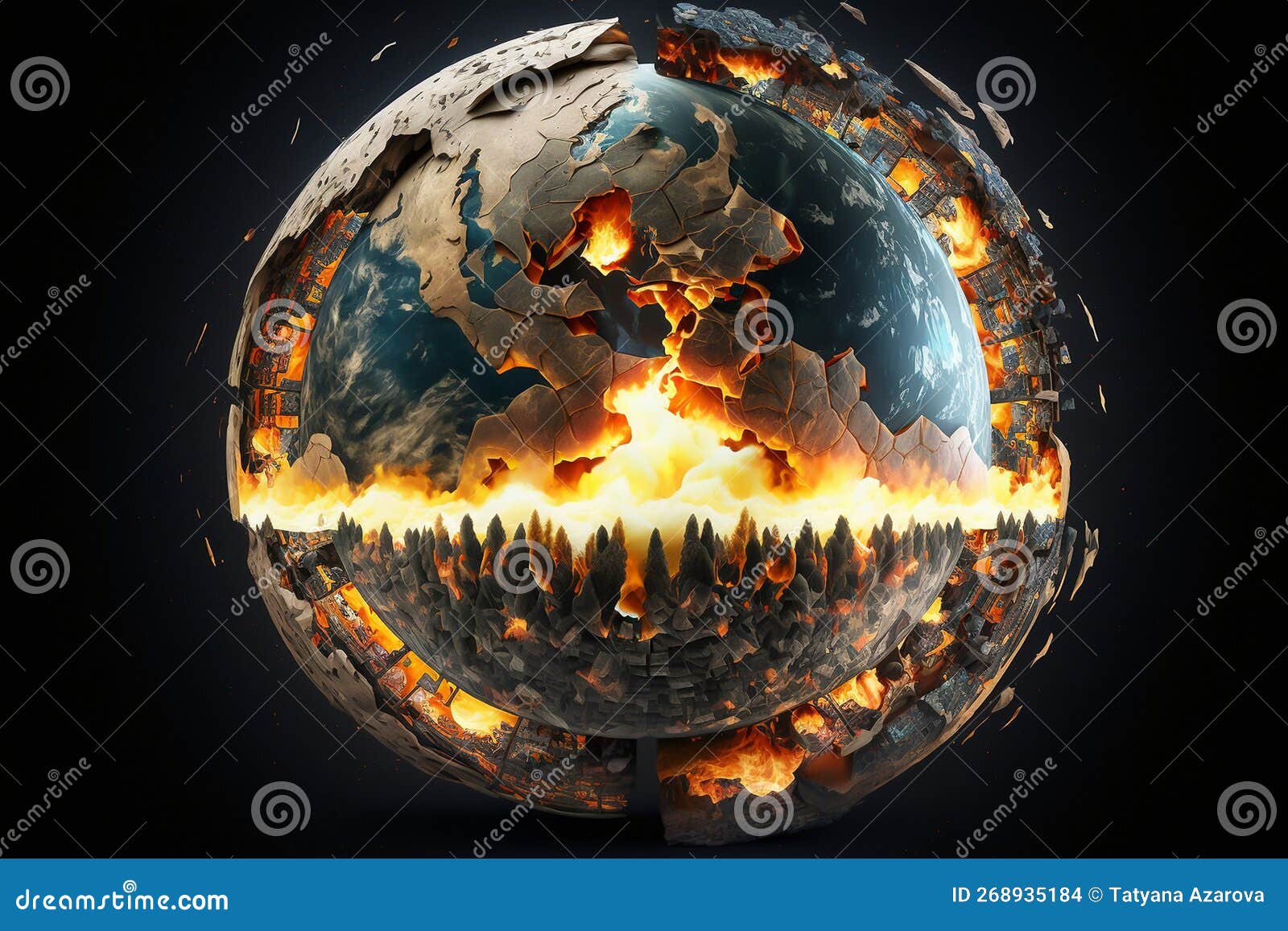 Earthquake Taking Earth Crust Inside It With Fire. Nuclear Explosion ...