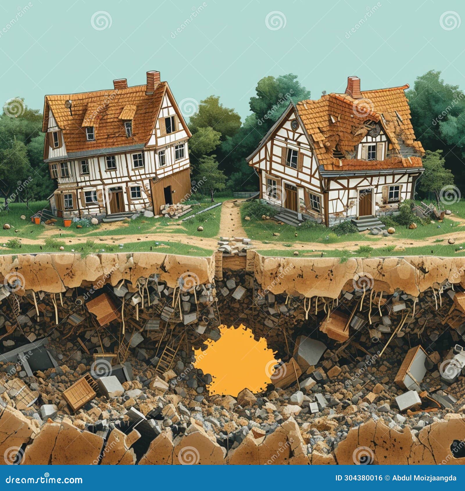 3D Visualization Of Earthquake Epicenter With Red Seismic Waves On ...