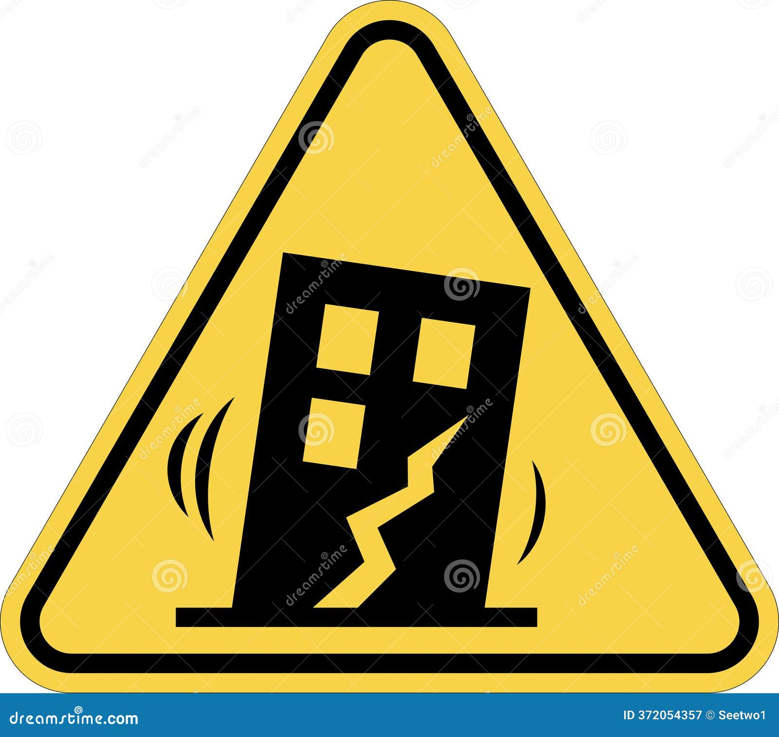 Earthquake Warning Sign Illustrating Building Distress And Structural ...