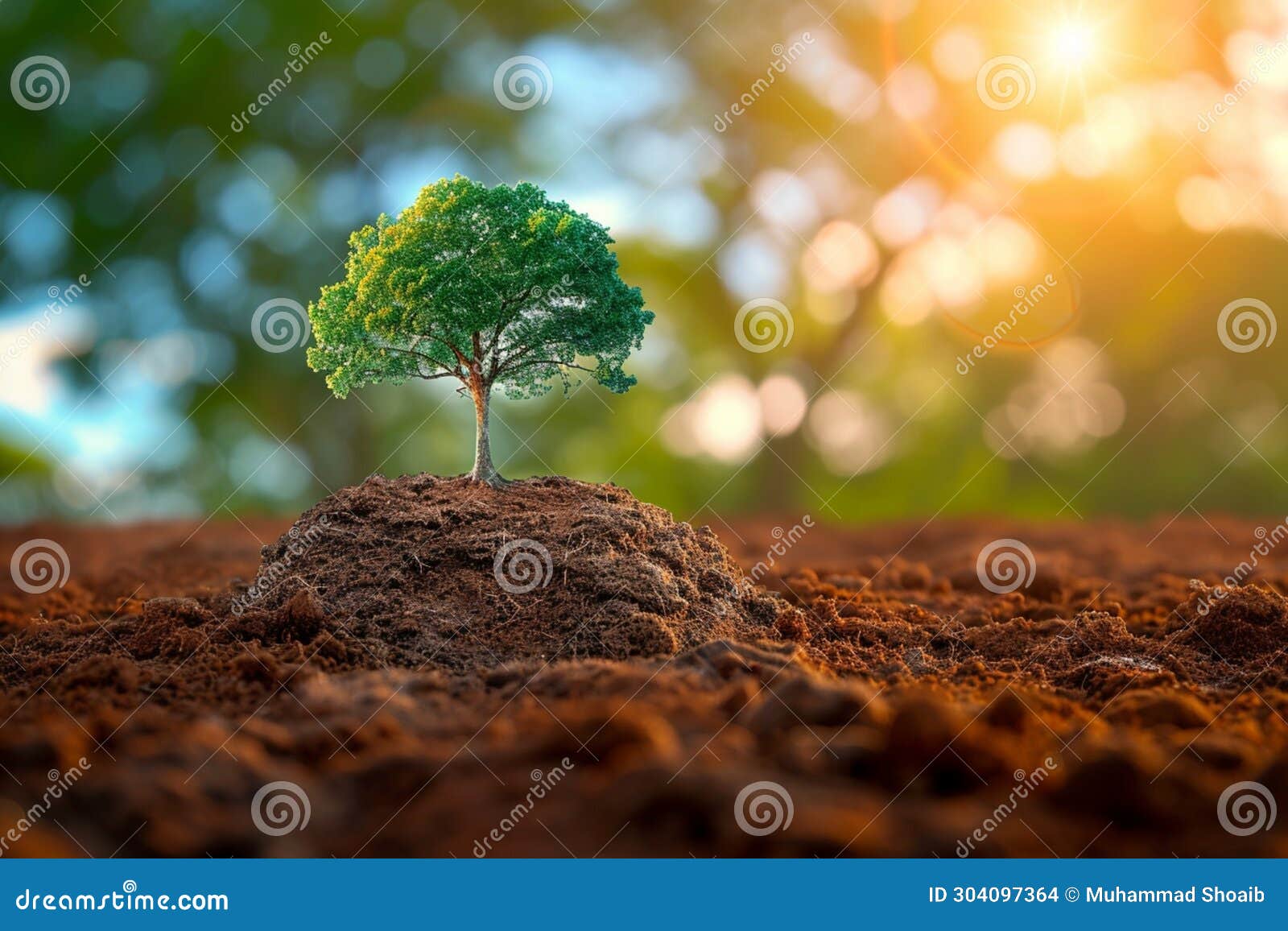 Earths Growth Tree Emerging from the Ground Symbolizes Environmental ...
