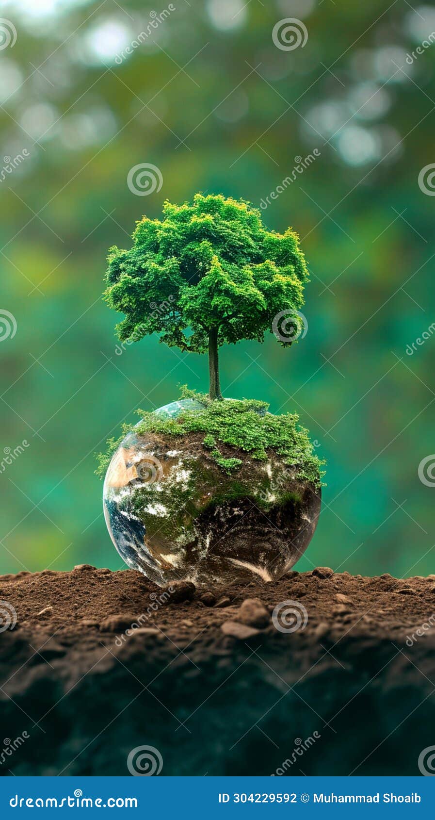 Earths Growth Tree Emerging from the Ground Symbolizes Environmental ...