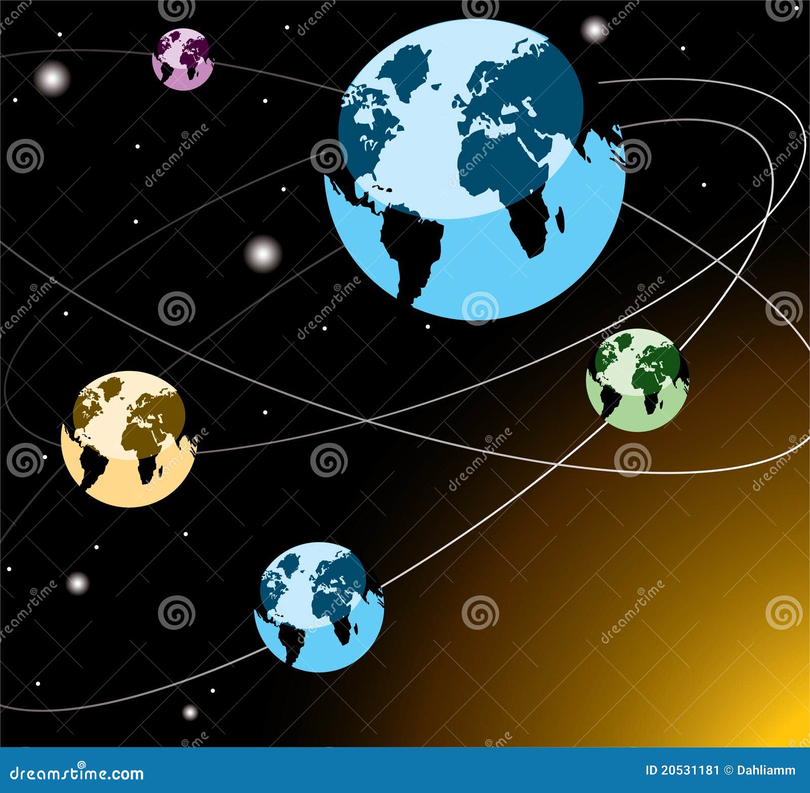 Earths on orbits stock vector. Illustration of communication - 20531181