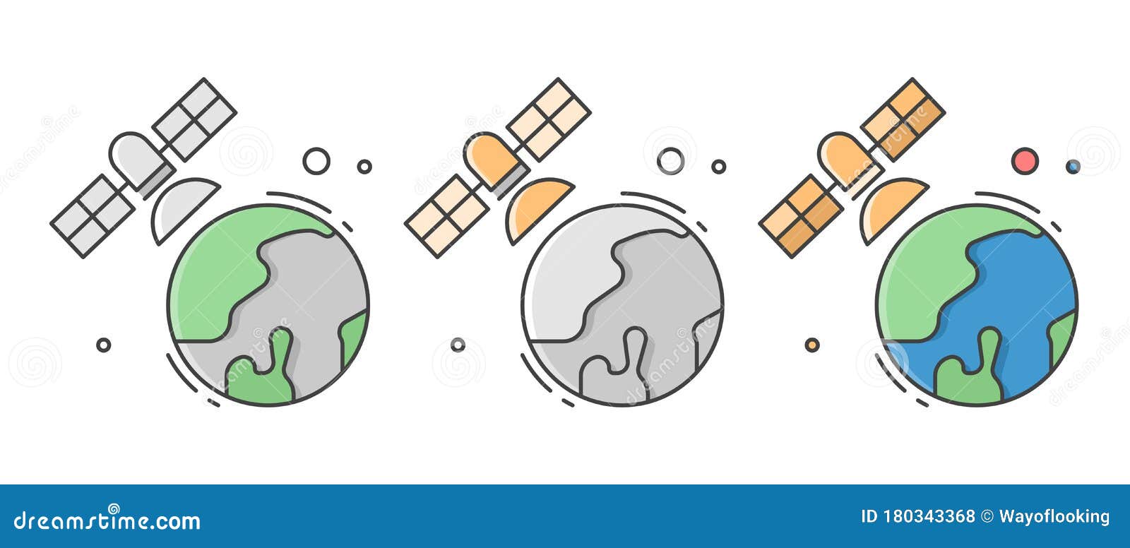 Geocentric Orbit Type Satellites Blue RGB Color Icon Cartoon Vector ...