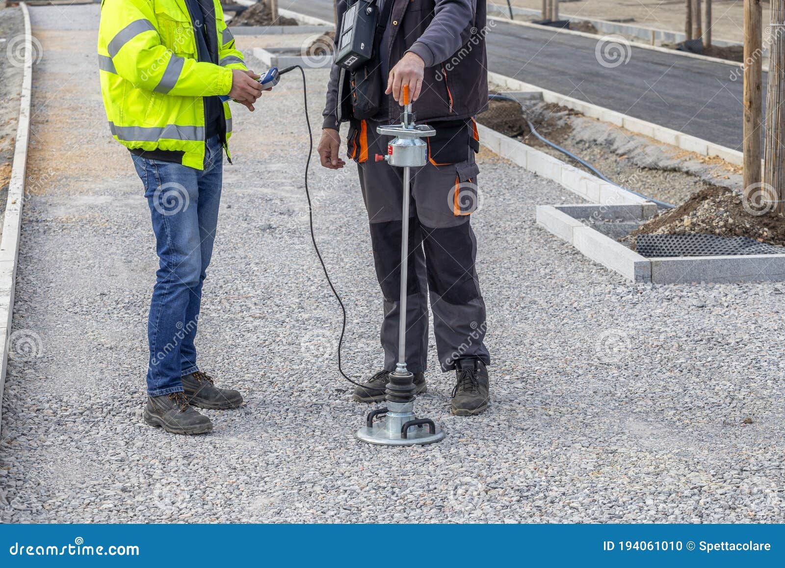 Earthwork Compaction Tests with Lightweight Deflectometer Stock Photo ...