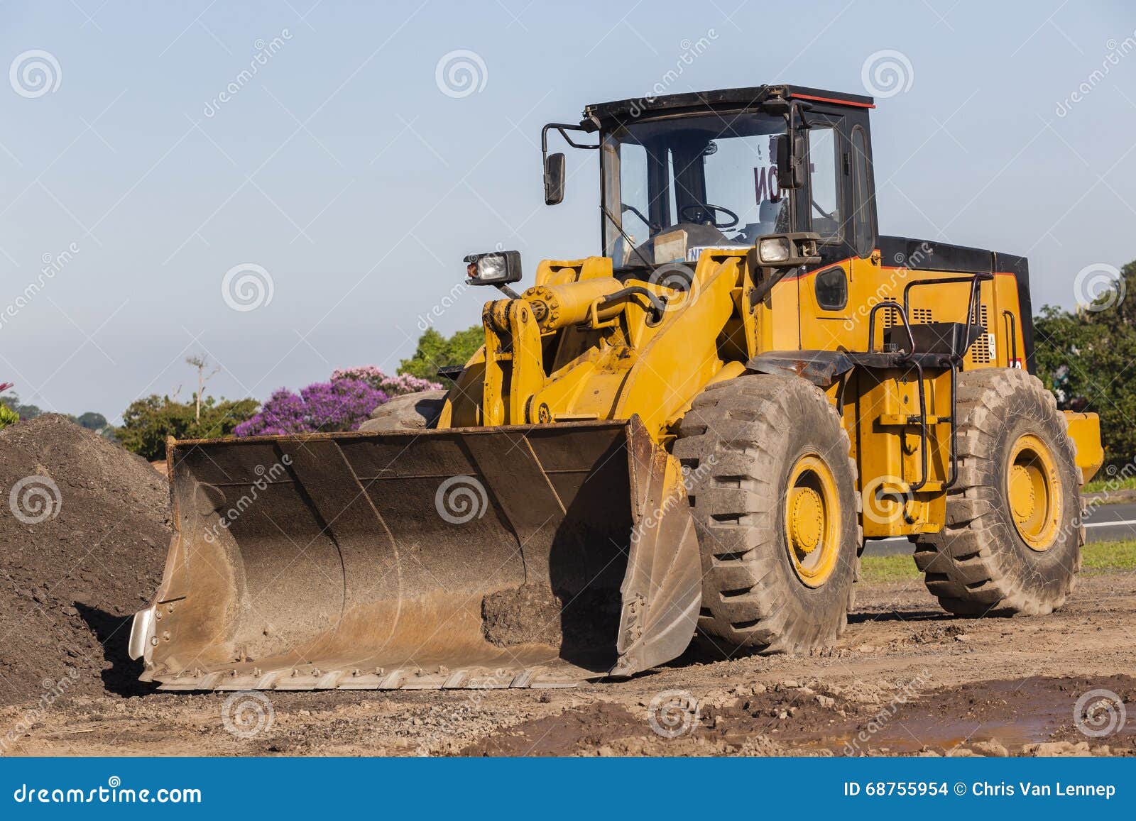 Earthworks Grader Machine stock photo. Image of power - 68755954