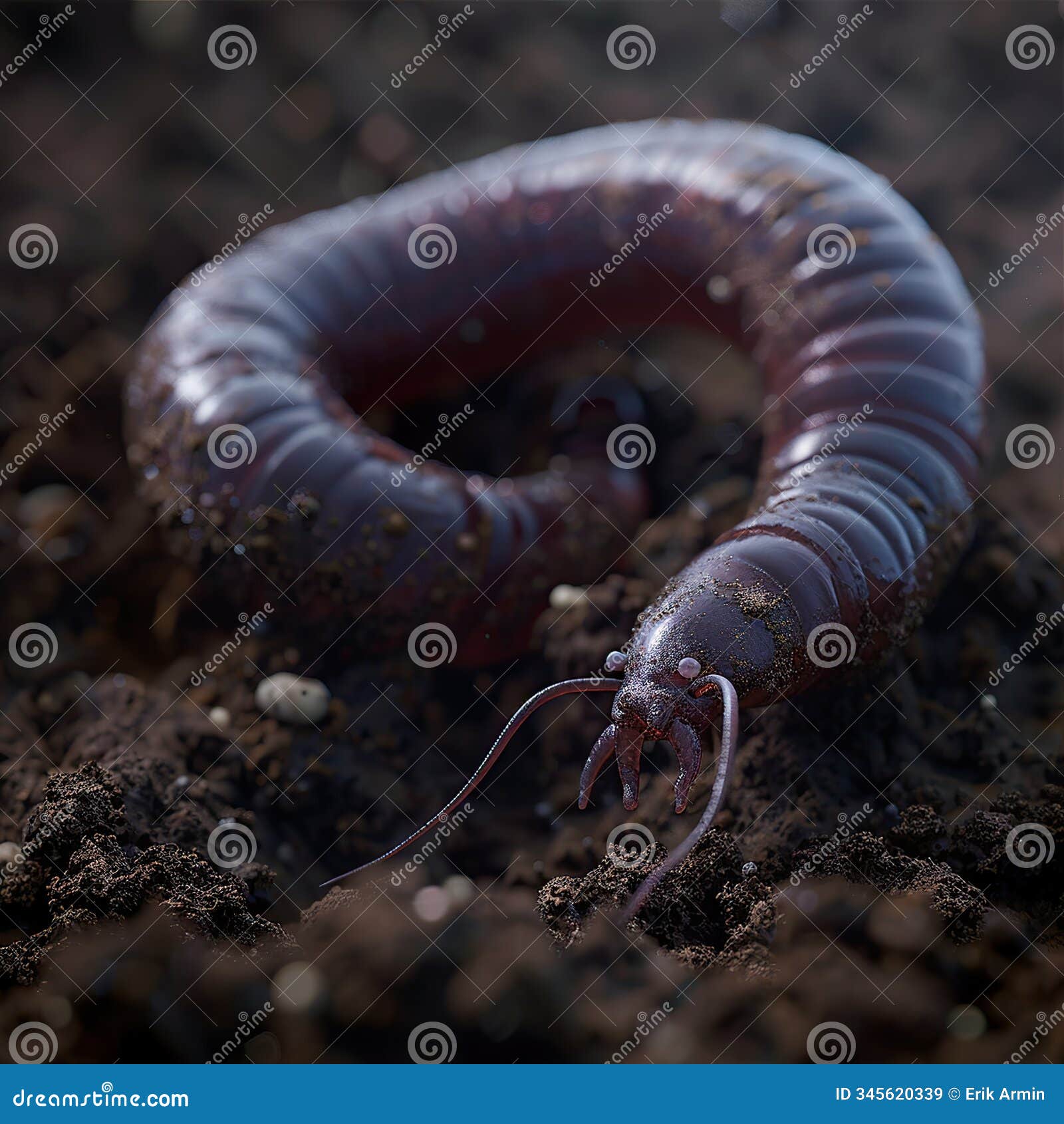 An Earthworm Emerging from the Soil, Showcasing Its Smooth, Segmented ...