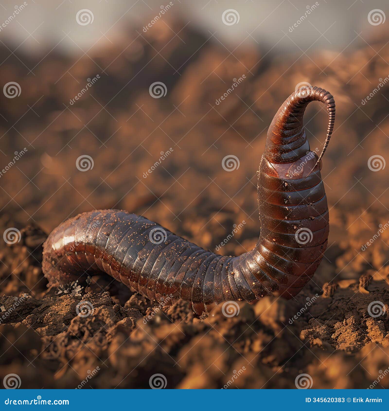 An Earthworm Emerging from the Soil, Showcasing Its Smooth, Segmented ...