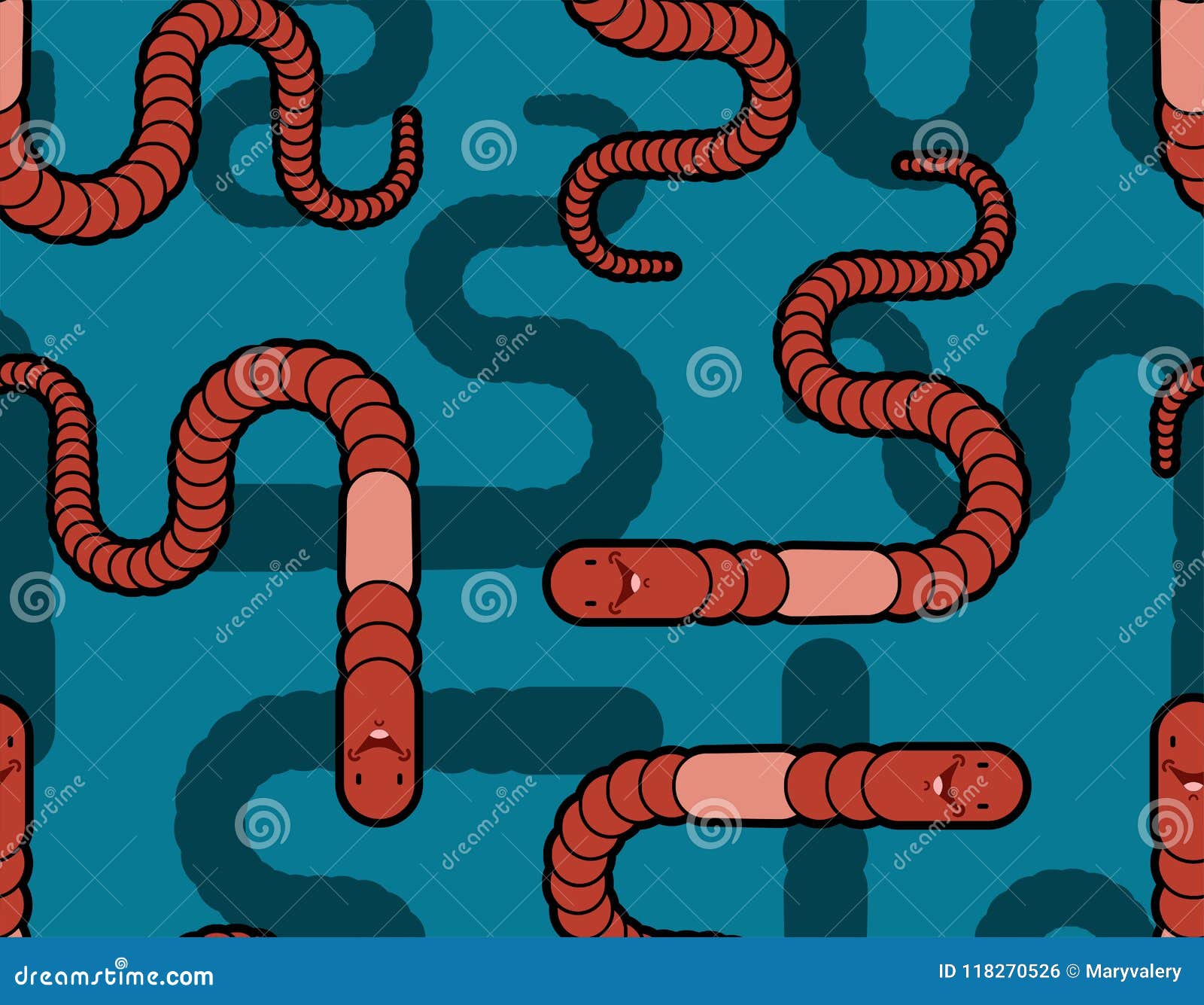 Earth Worm Seamless Pattern. Earthworms Vector Illustration ...