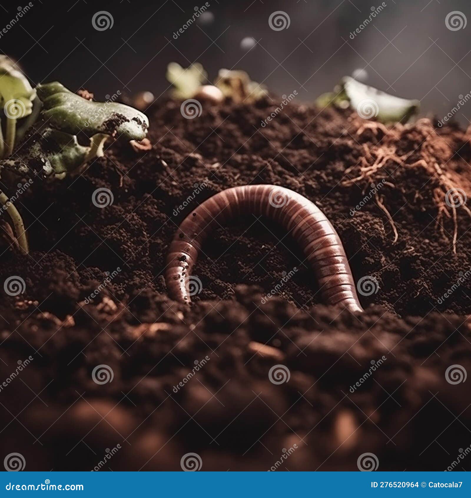Earthworm on the Surface of the Soil, Close-up Stock Illustration ...