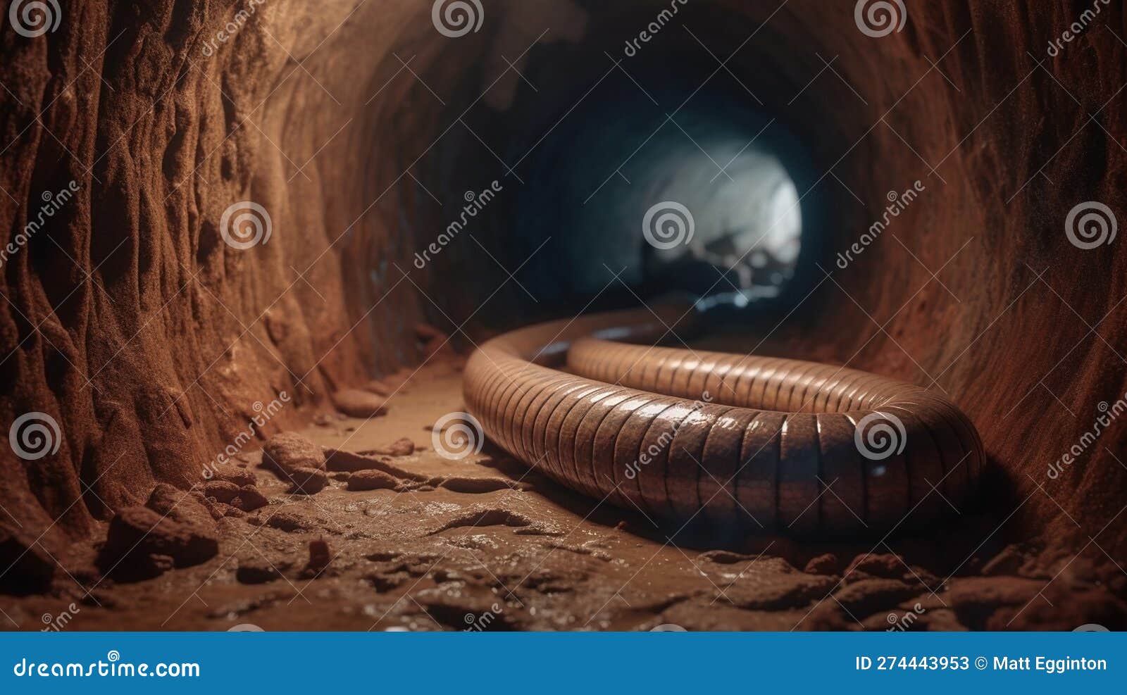 Earthworm in tunnel stock illustration. Illustration of environment ...