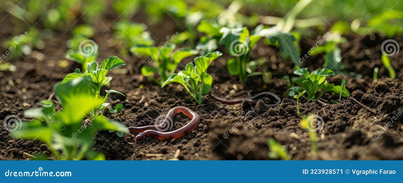 Earthworm in Vegetable Garden Soil among Young Plants Stock Image ...