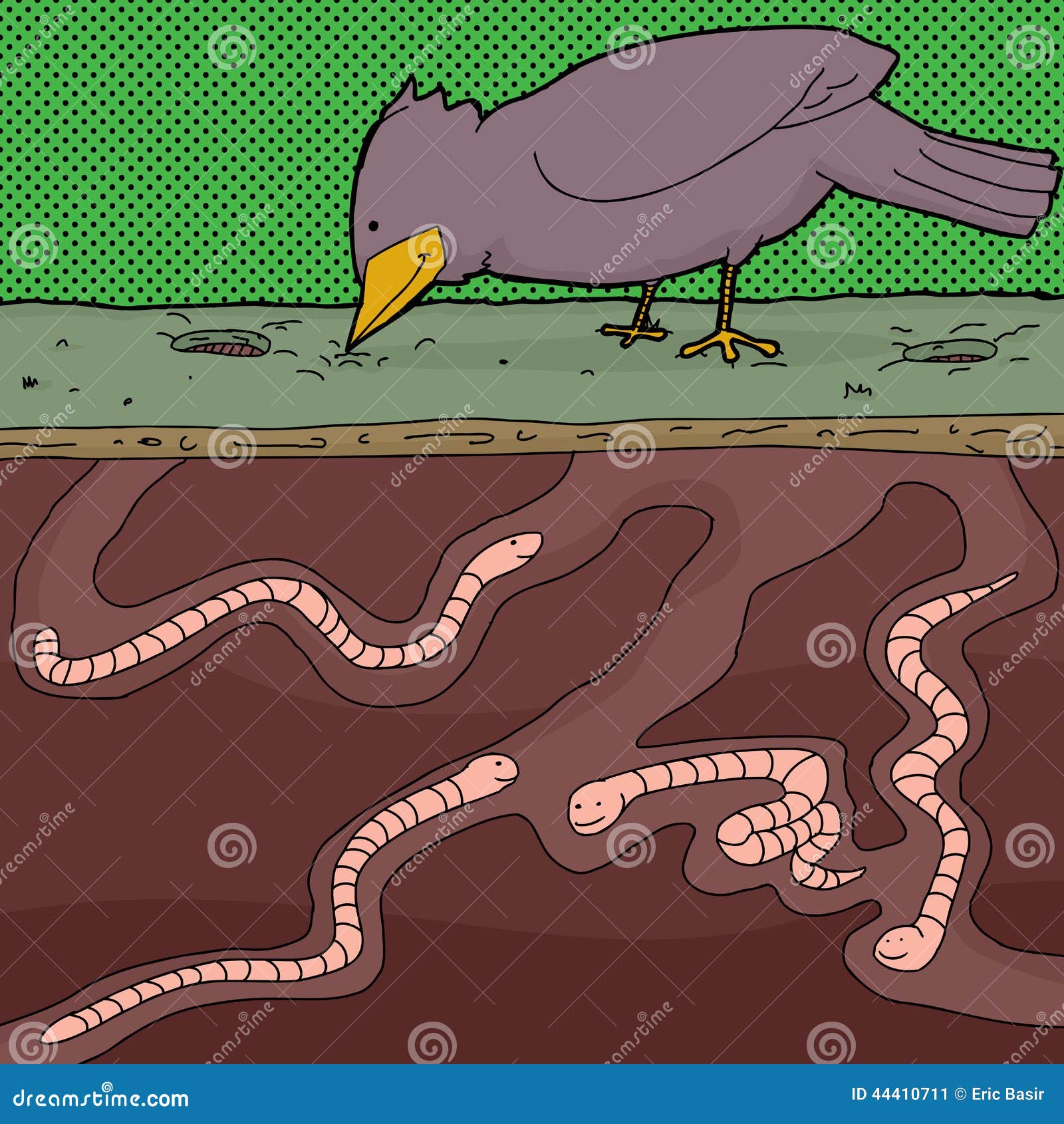 Earthworms and Bird stock vector. Illustration of earthworm - 44410711