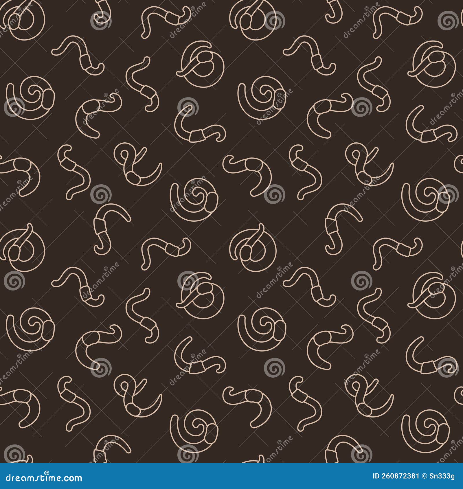 Earthworms Vector Line Seamless Pattern With Worms Signs Stock ...