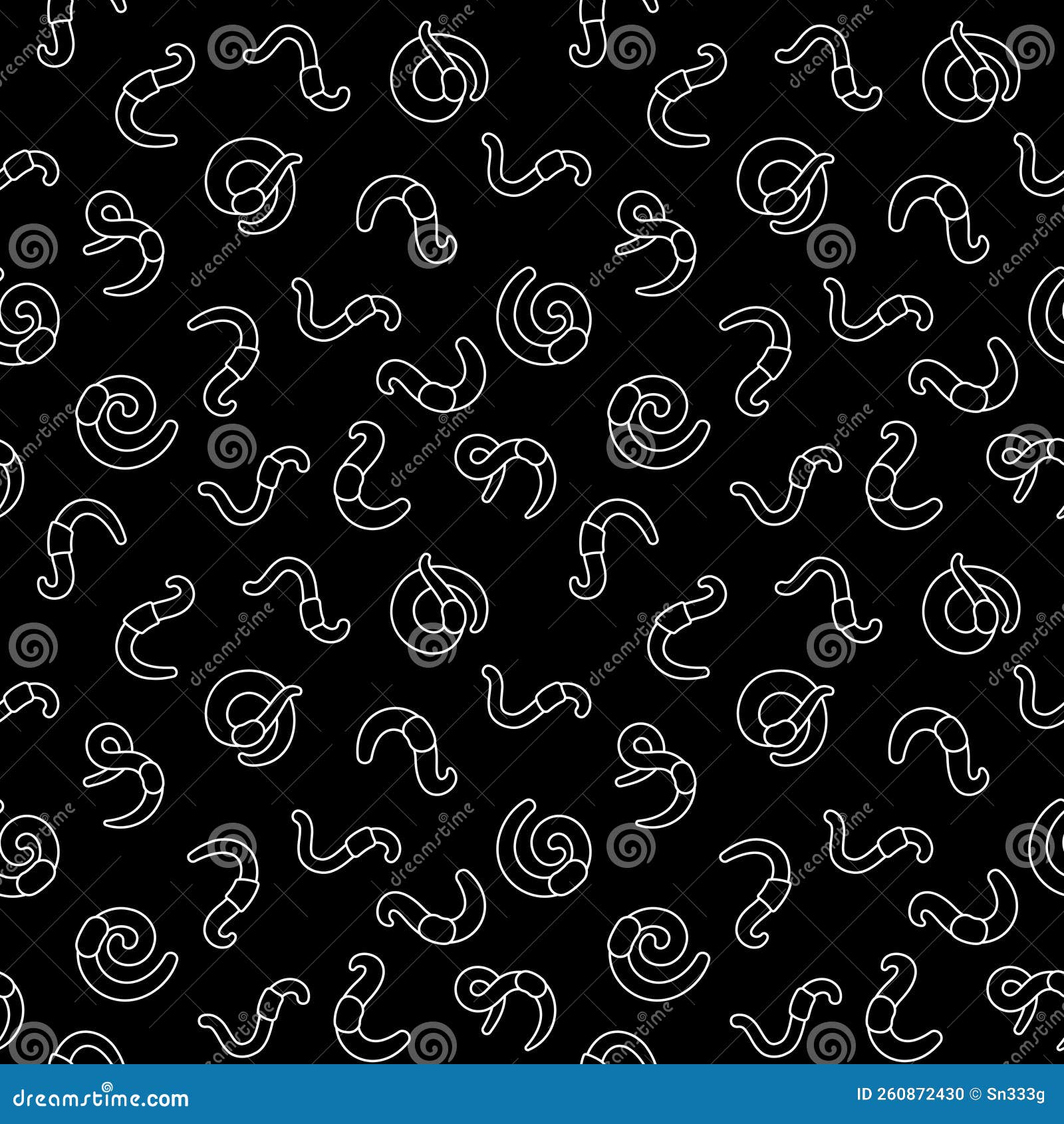 Earthworms Vector Line Seamless Pattern With Worms Signs Stock ...