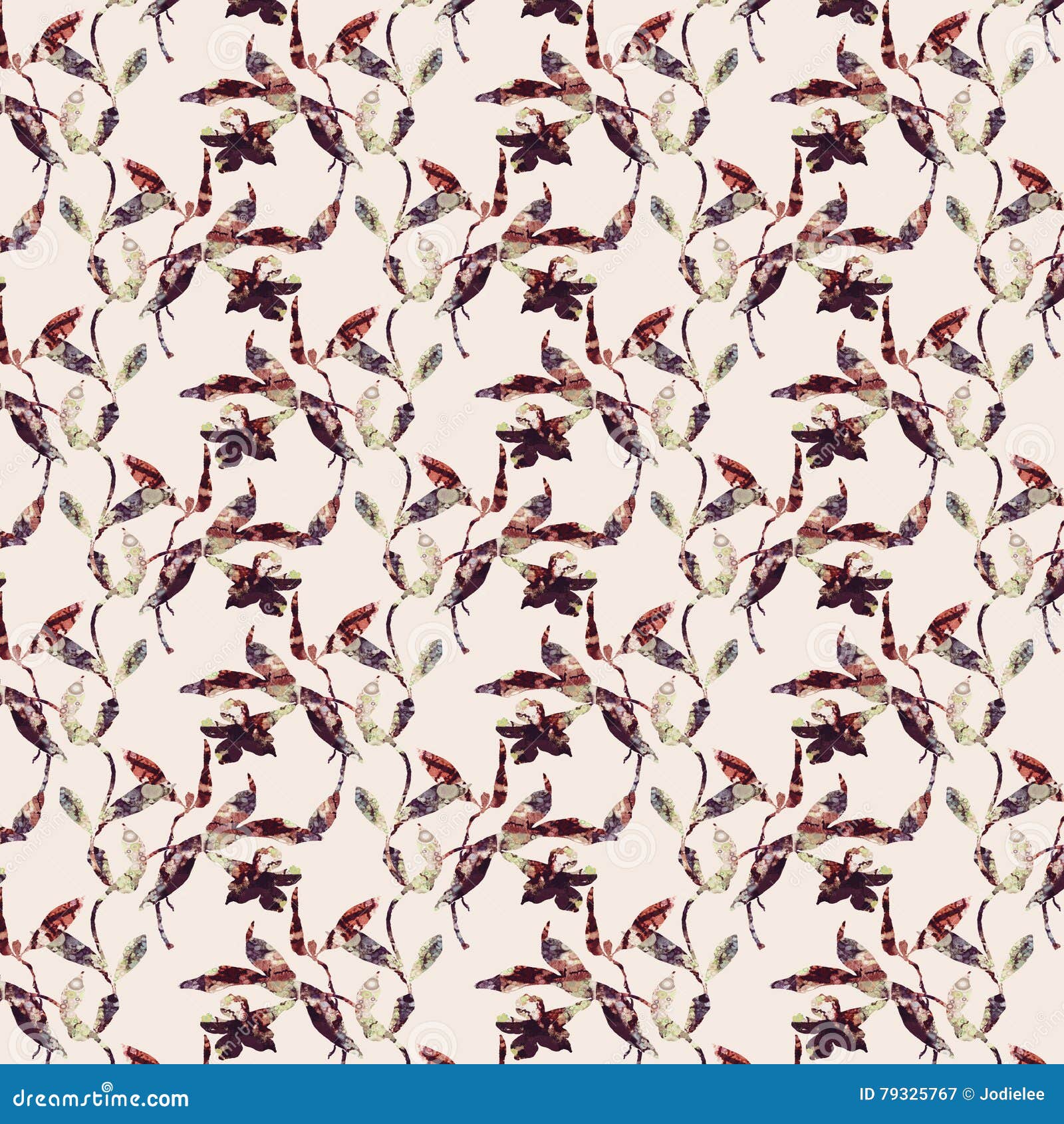 Earthy Botanical Floral Repeat Background Pattern Stock Image - Image ...