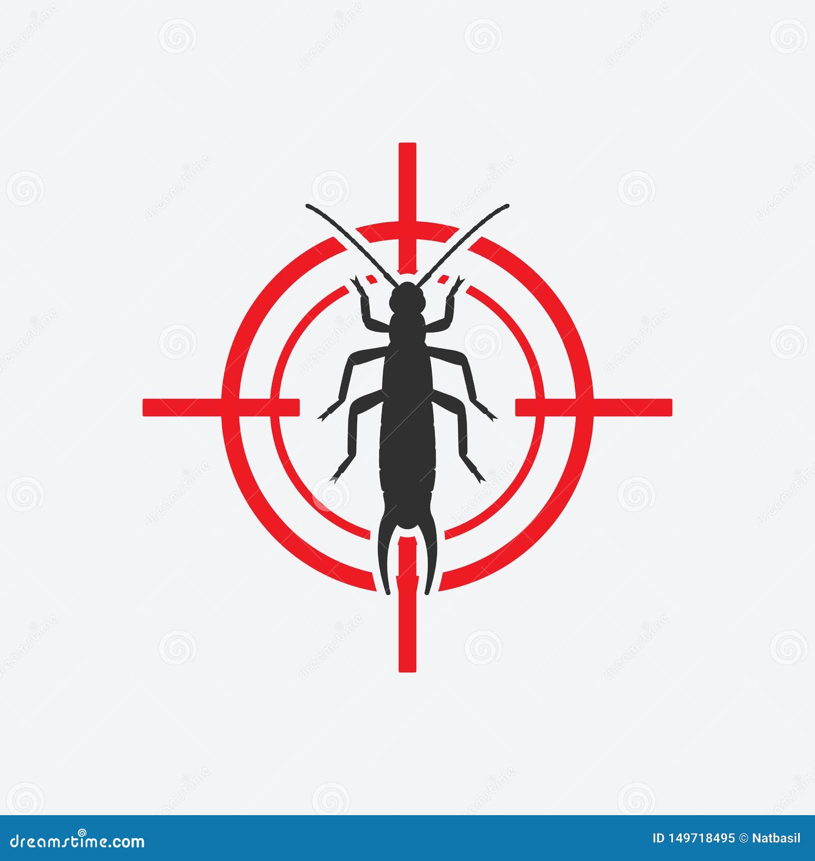 Earwig Icon Red Target. Insect Pest Control Sign Stock Vector ...
