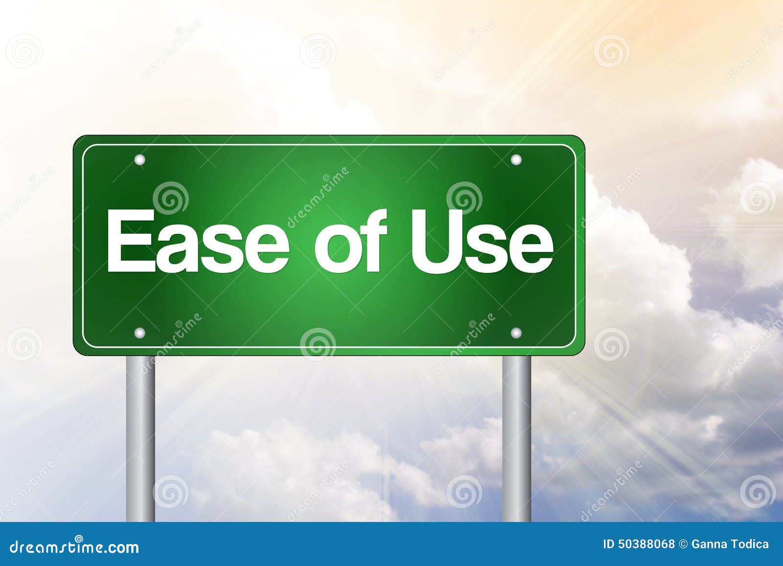 Ease of Use Green Road Sign Stock Illustration - Illustration of notice ...