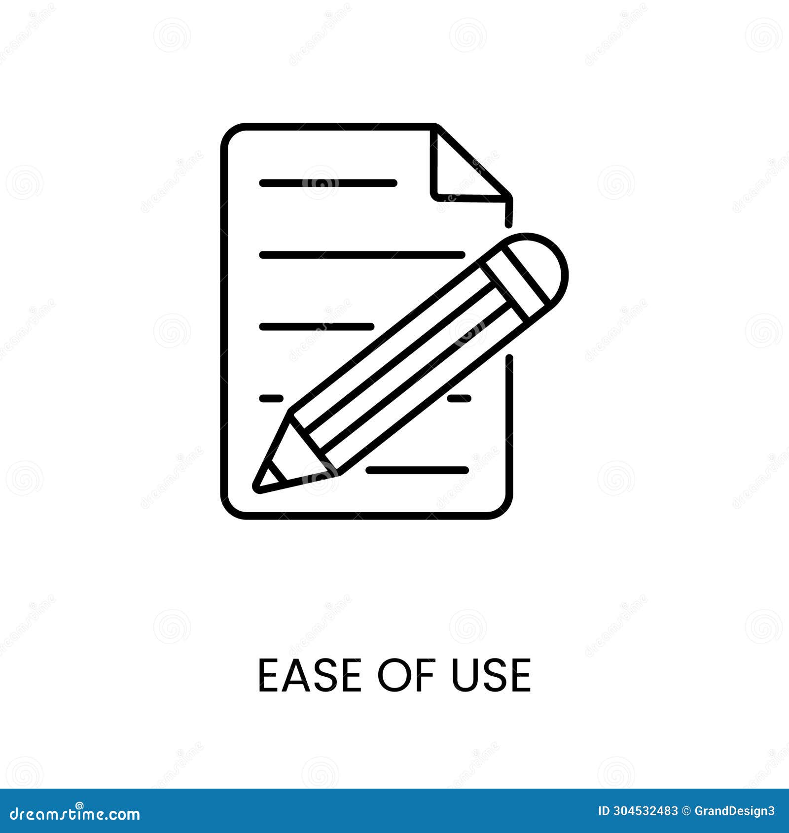 Ease of Use Paper and Pencil Linear Icon in Vector Stock Vector ...