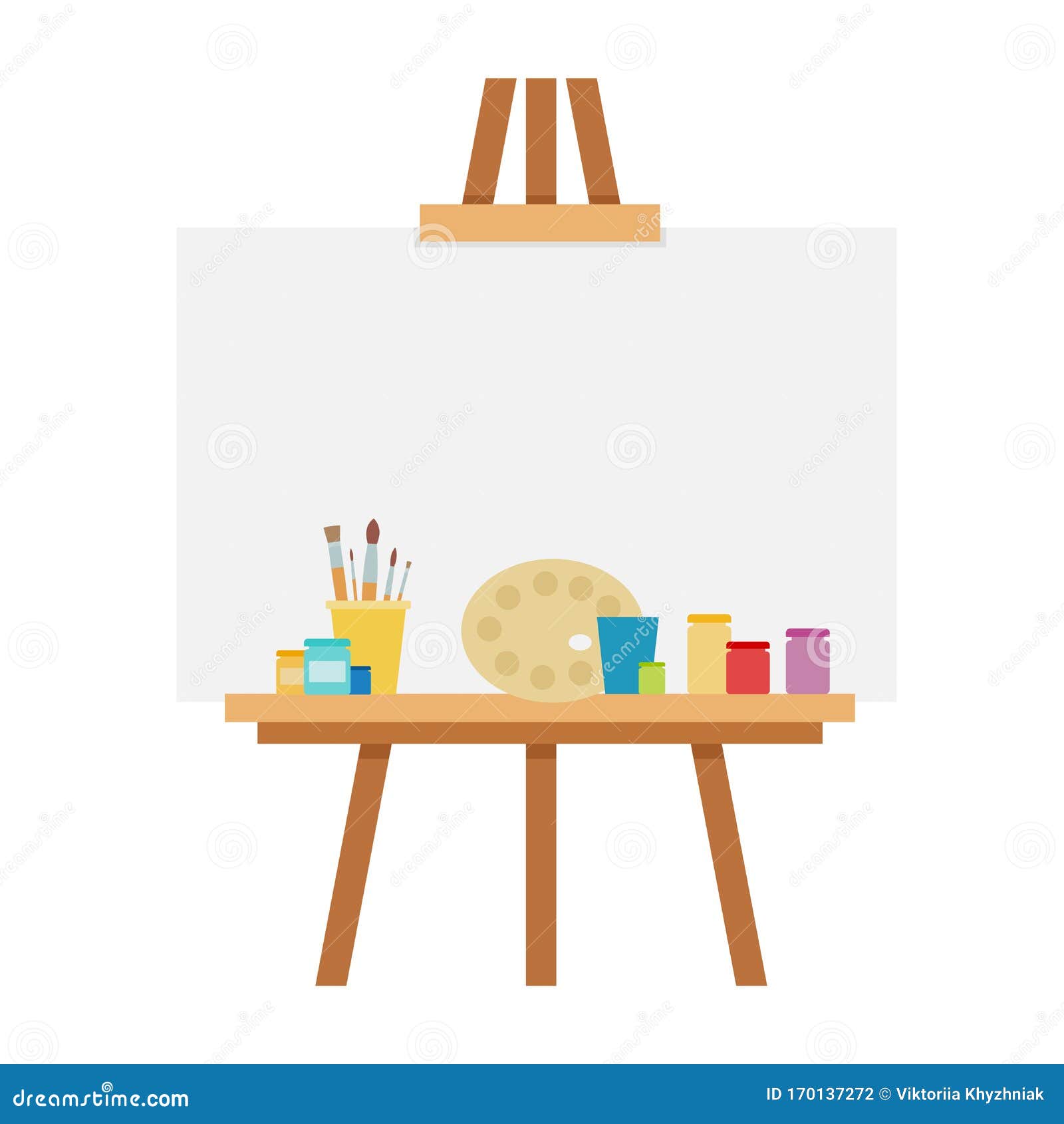 Easel with Accessories for Drawing Vector Flat Isolated Stock Vector ...