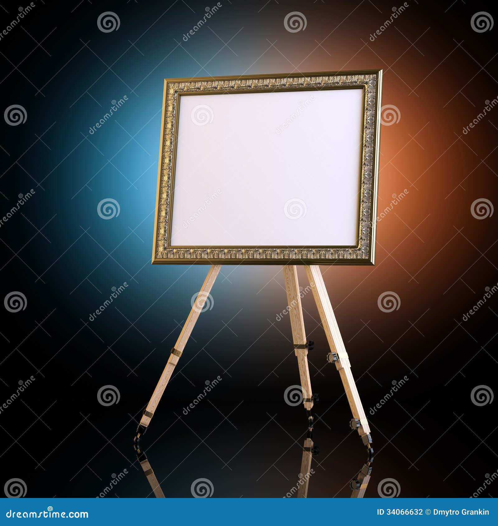 Easel with Carved Picture Frame on Artistic Background Stock ...