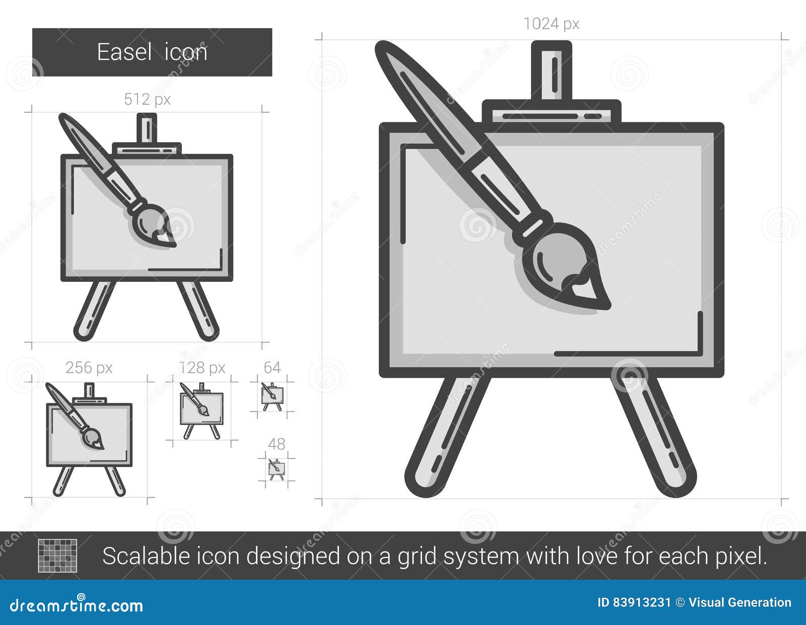 Easel line icon. stock vector. Illustration of line, outline - 83913231