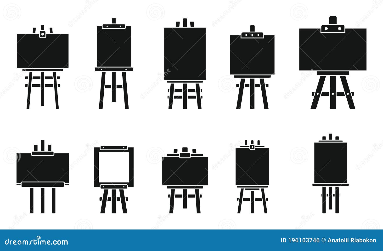 Easel Poster Icons Set, Simple Style Stock Vector - Illustration of ...
