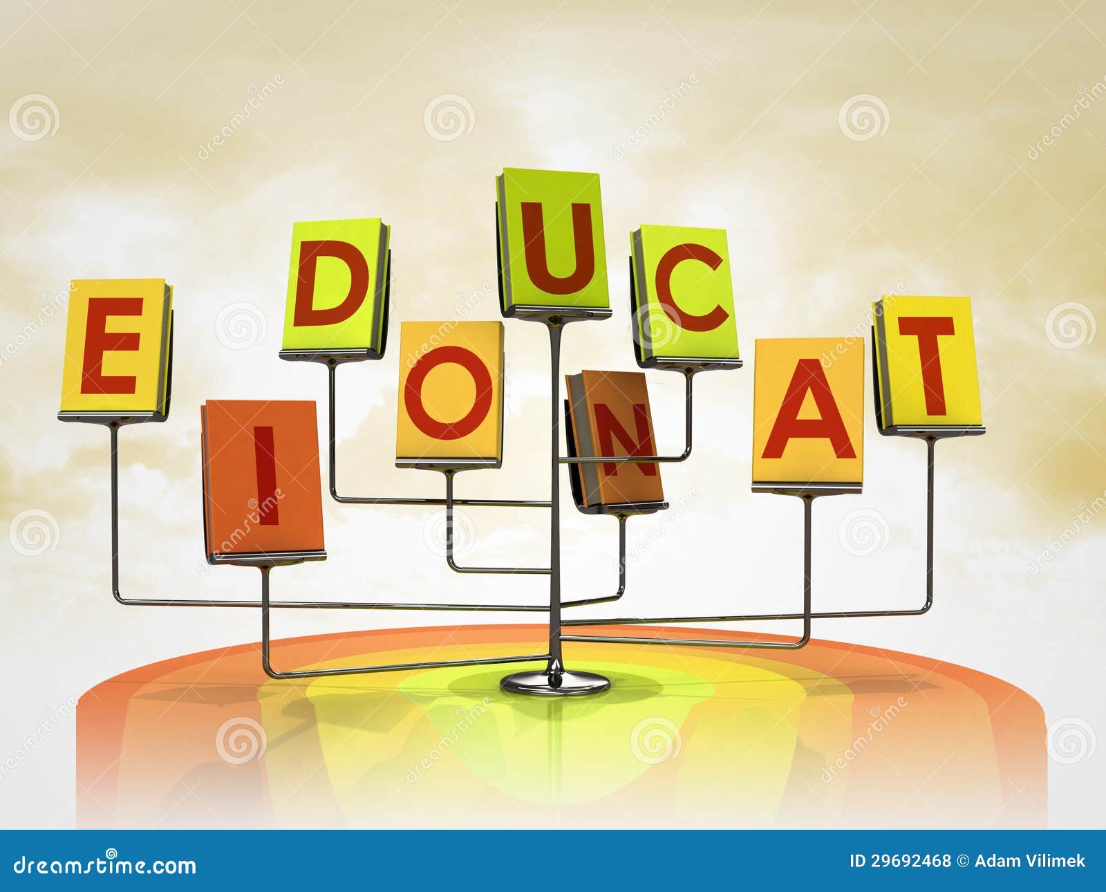 Easel with Several Educational Books on Platform Stock Illustration ...