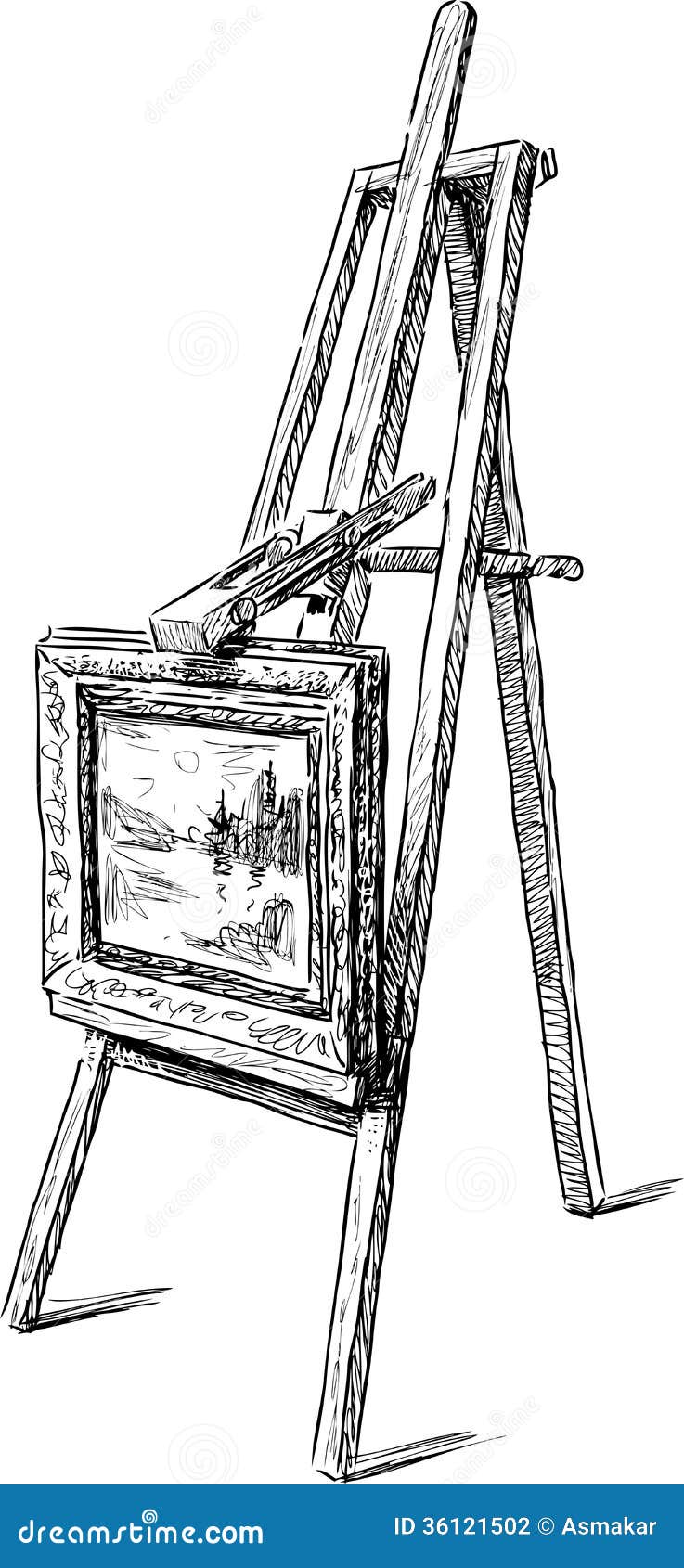Easel stock vector. Illustration of white, painted, painting - 36121502