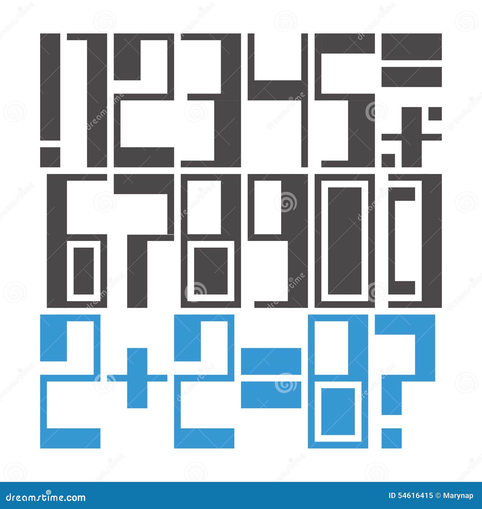 Easily Modifiable Geometric Font: Numbers and Marks Stock Vector ...