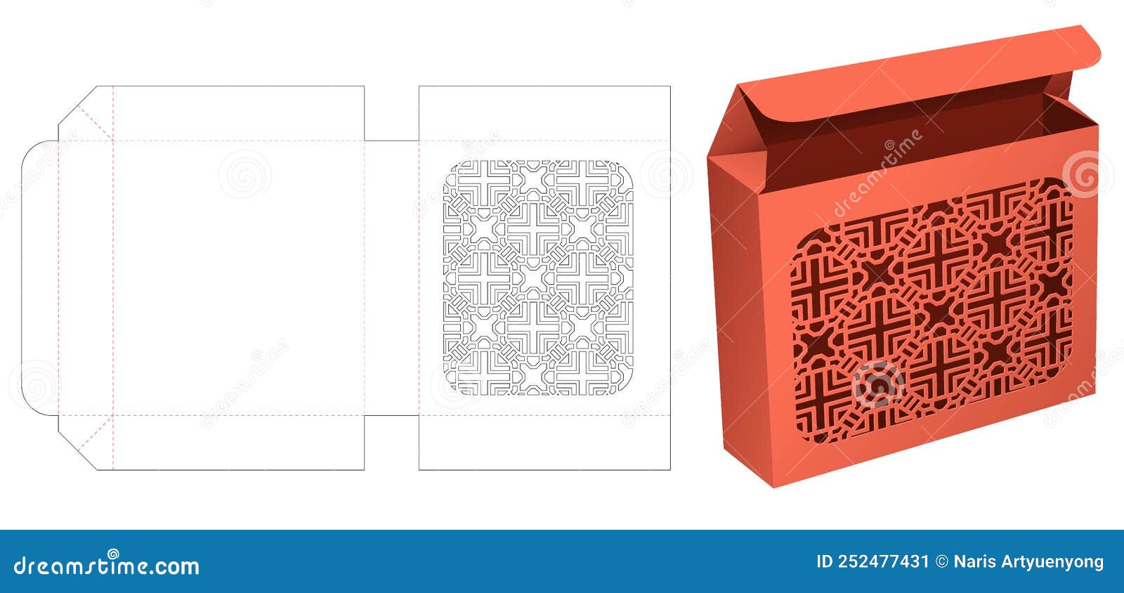 Packaging Box With Stenciled Pattern Die Cut Template Vector ...