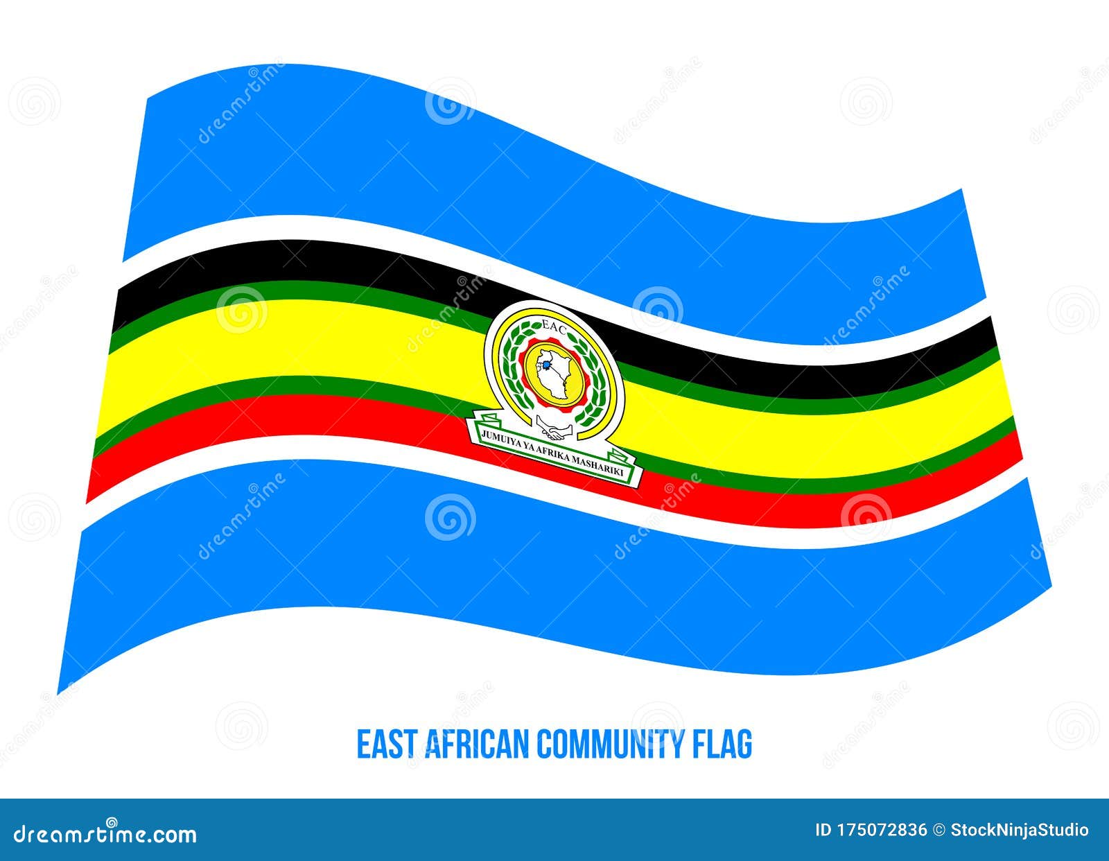 East African Community Flag Waving Vector Illustration on White ...