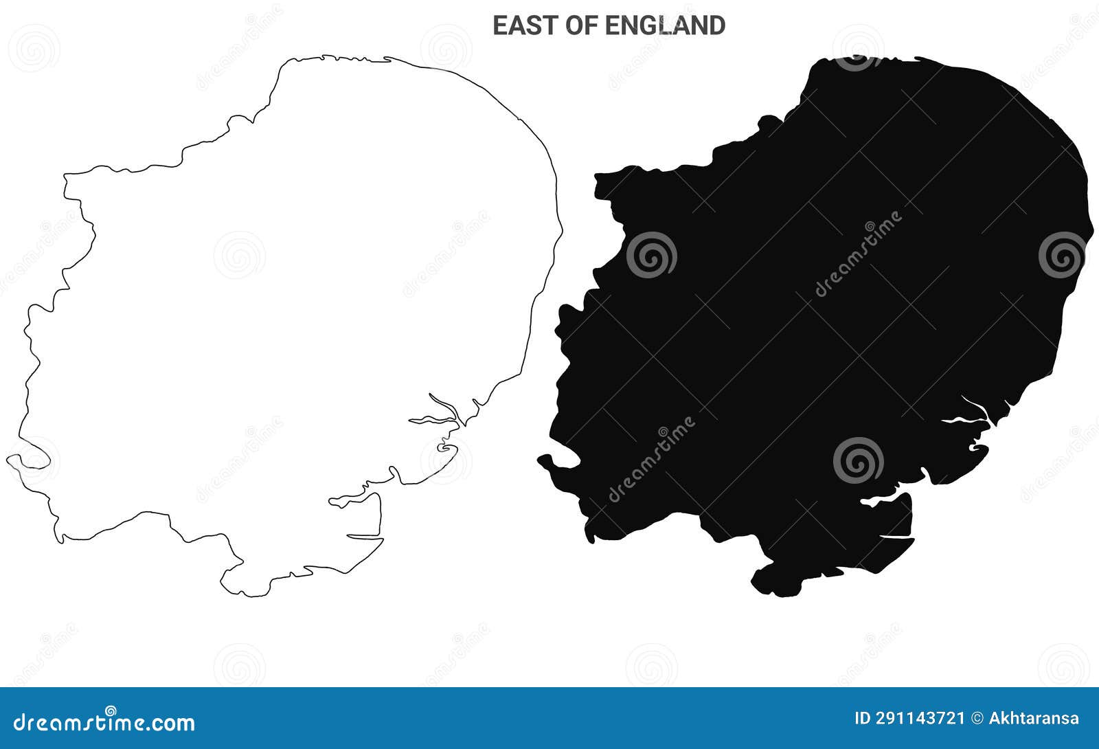 East Anglia Map, East Of England Administrative Map Set - Blank Outline ...