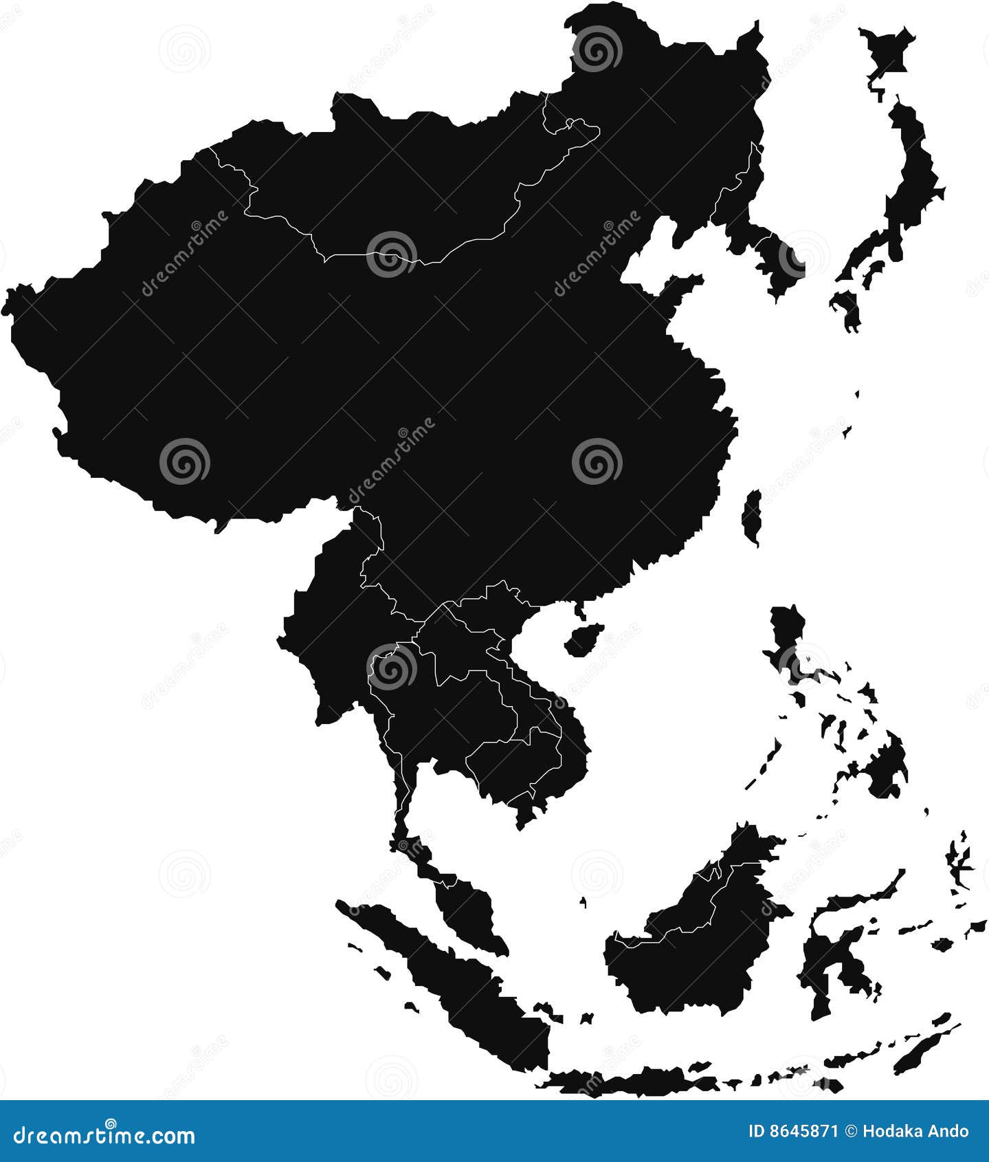 East Asia map stock vector. Illustration of globe, hong - 8645871