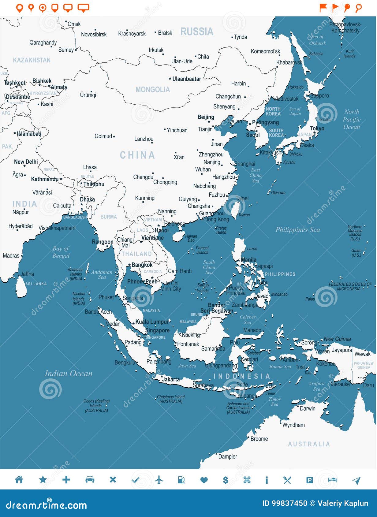 East Asia Map - Vector Illustration Stock Illustration - Illustration ...