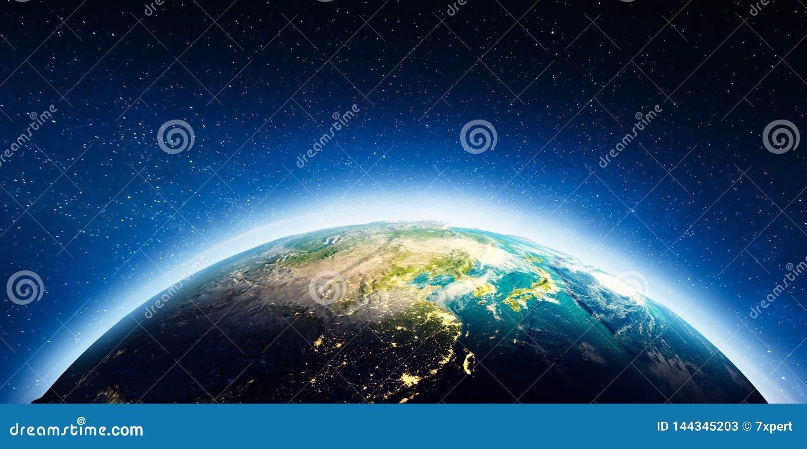 East Asia from space stock illustration. Illustration of space - 144345203