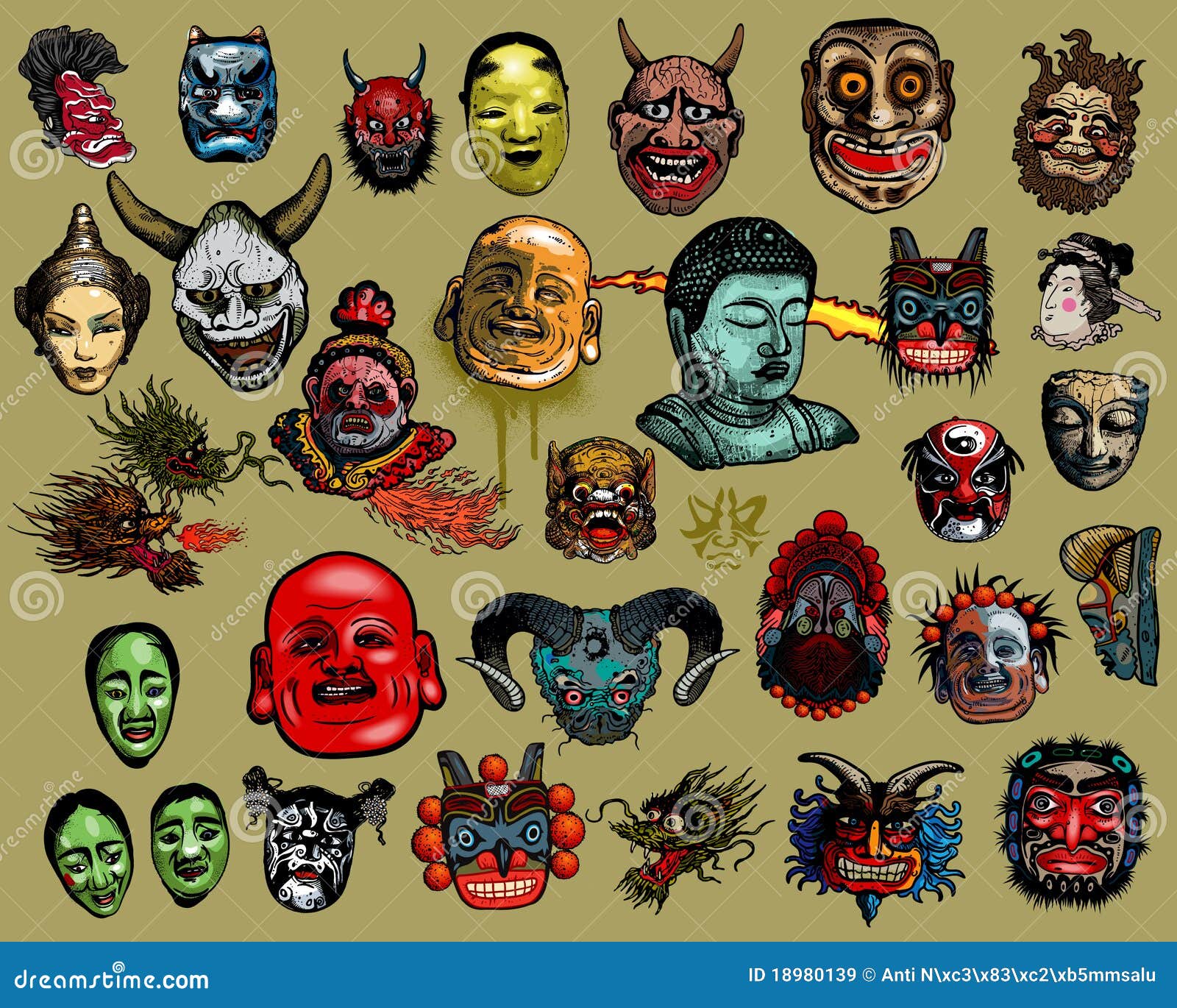 East Asian Masks Stock Illustrations – 42 East Asian Masks Stock ...