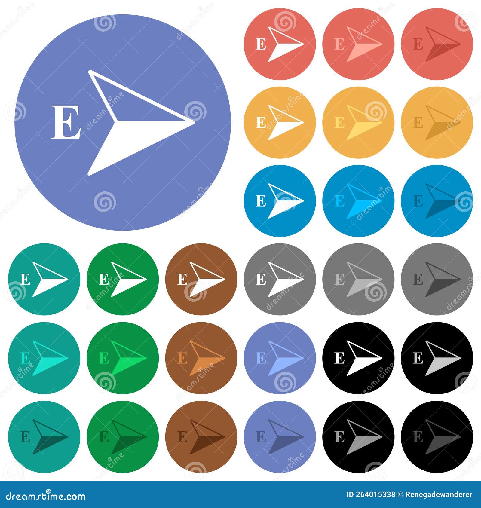 East Compass Direction Round Flat Multi Colored Icons Stock Vector ...