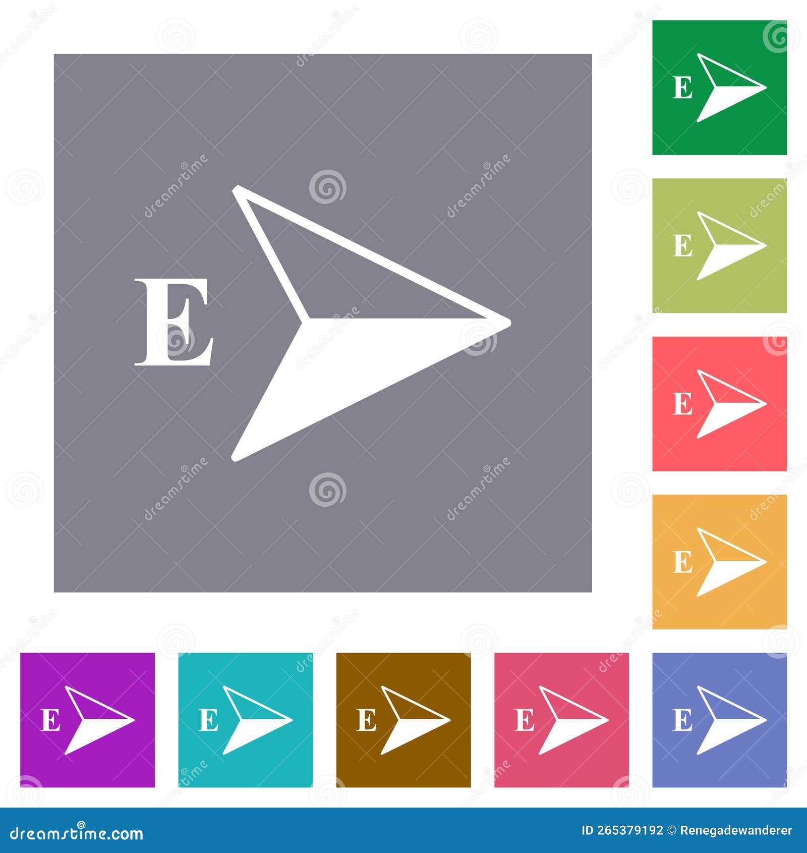East Compass Direction Square Flat Icons Stock Vector - Illustration of ...