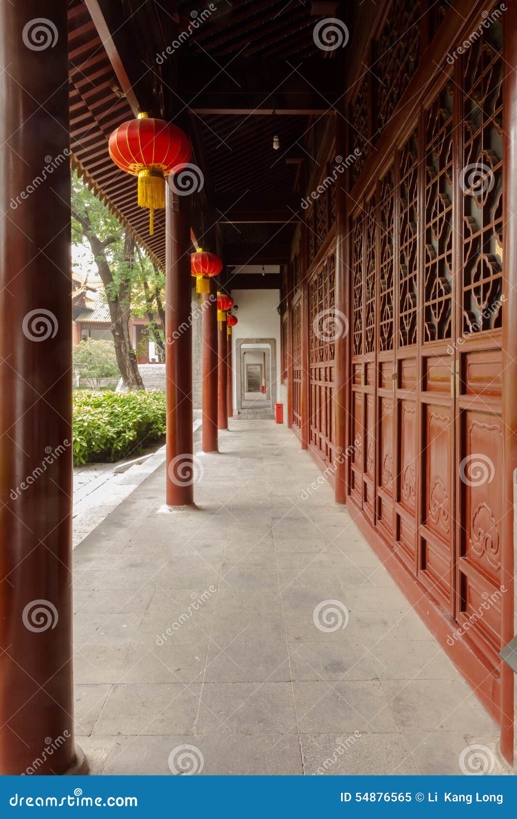 East Corridor in Front of the Building Stock Image - Image of wooden ...
