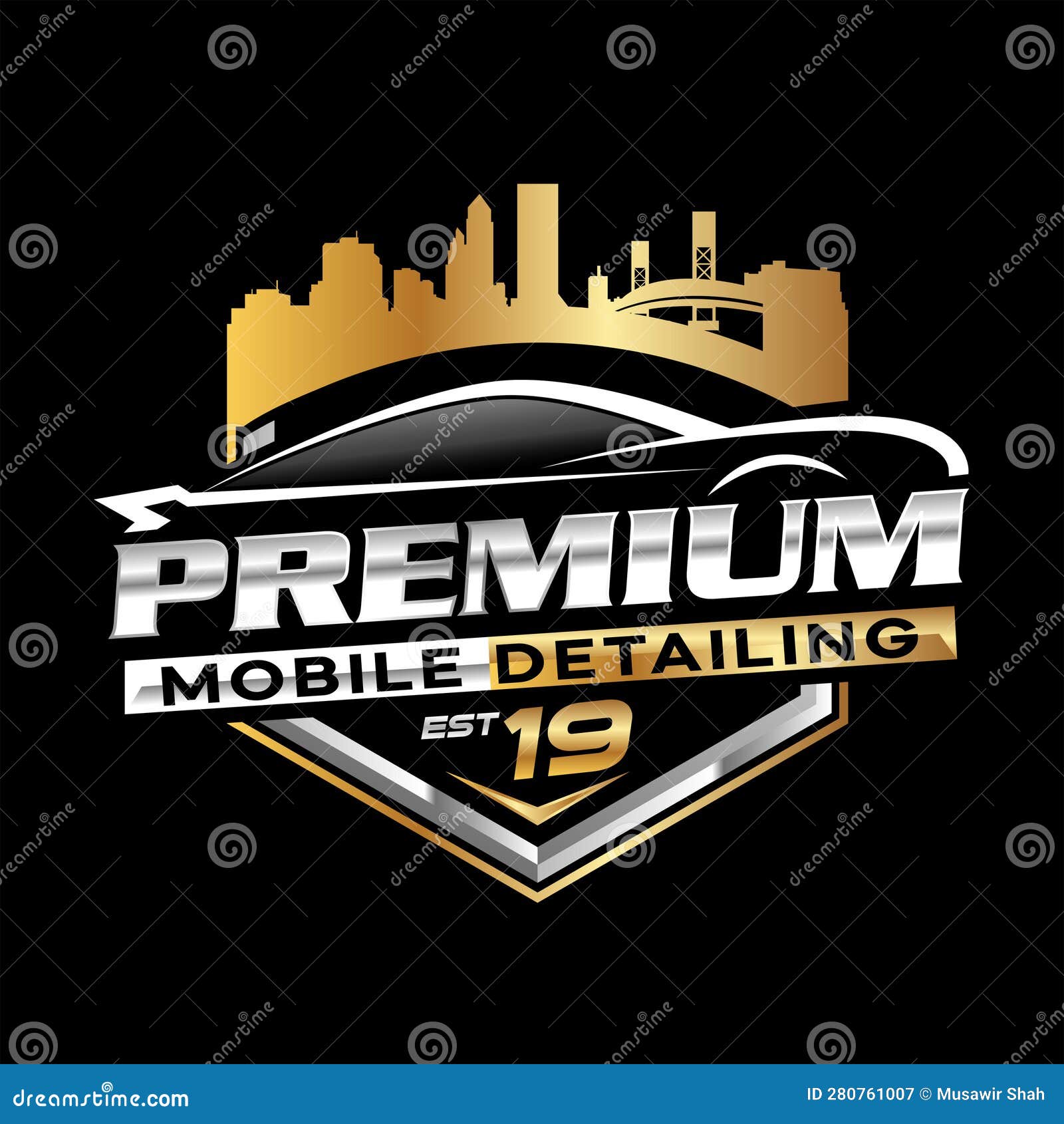 Mobile Skyline Silhouette In Colorful Geometric Style. Vector ...