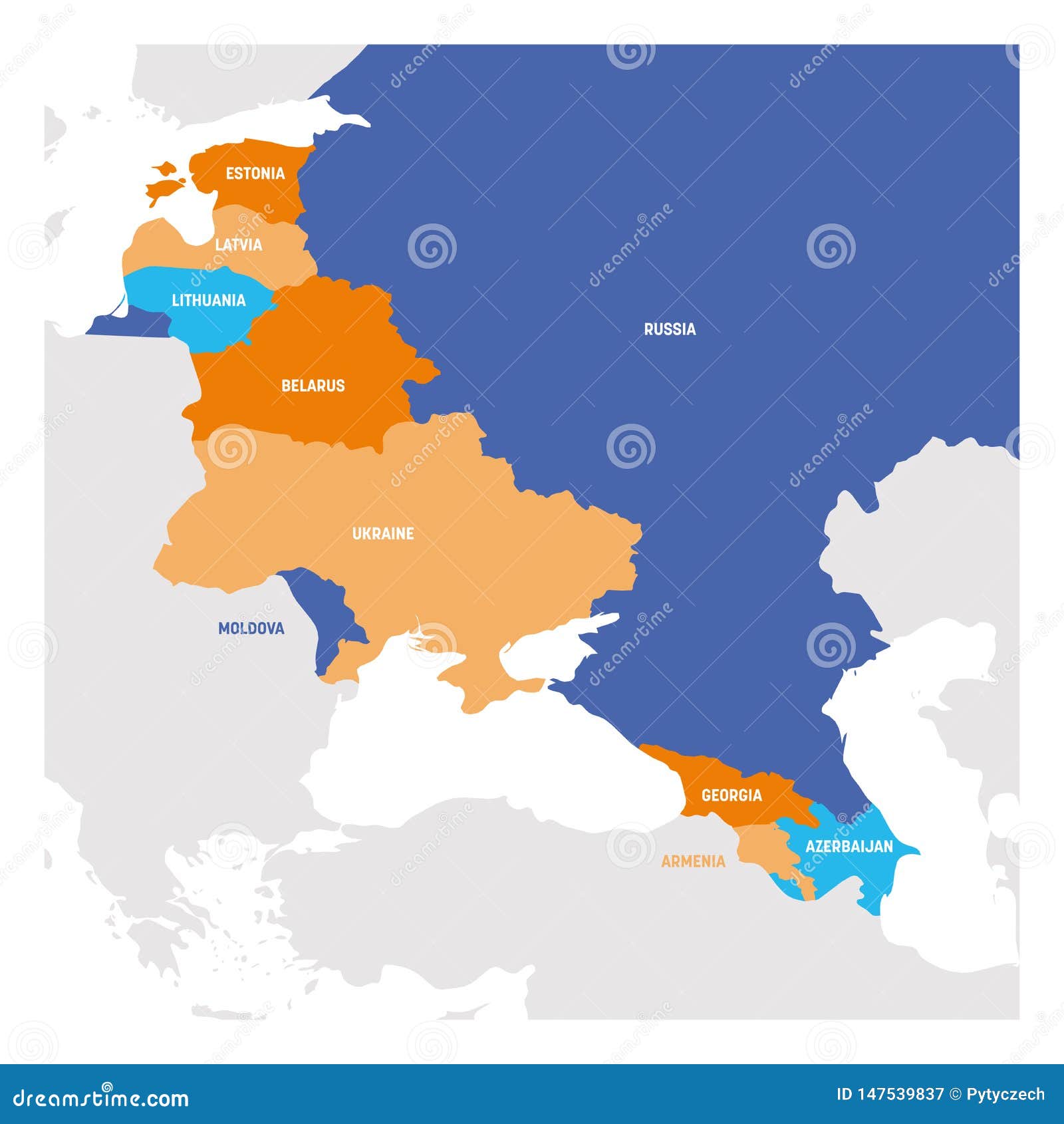 East Europe Region. Map of Countries in Eastern Europe. Post Soviet and ...