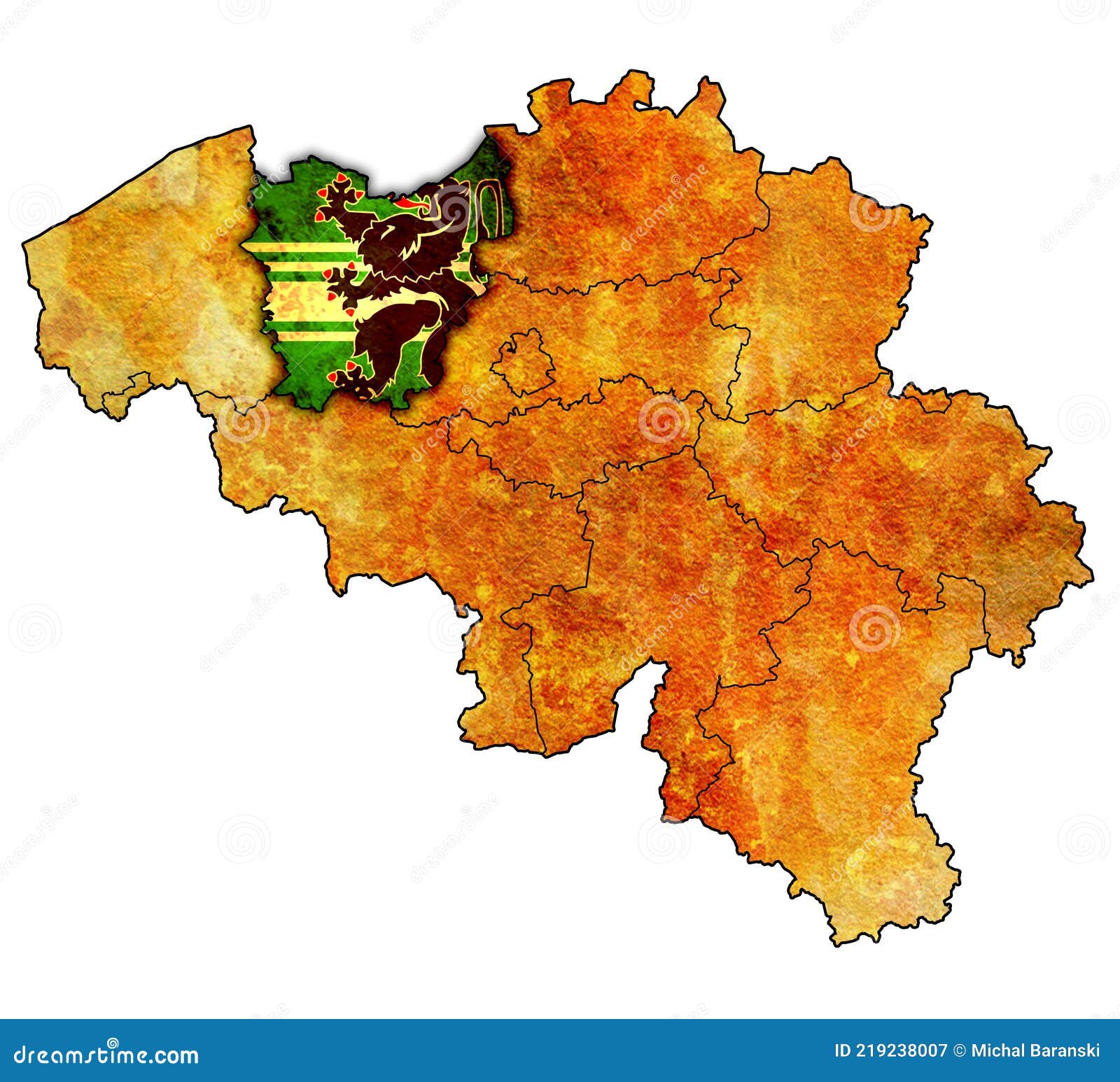 East Flanders on Map of Belgium Stock Illustration - Illustration of ...