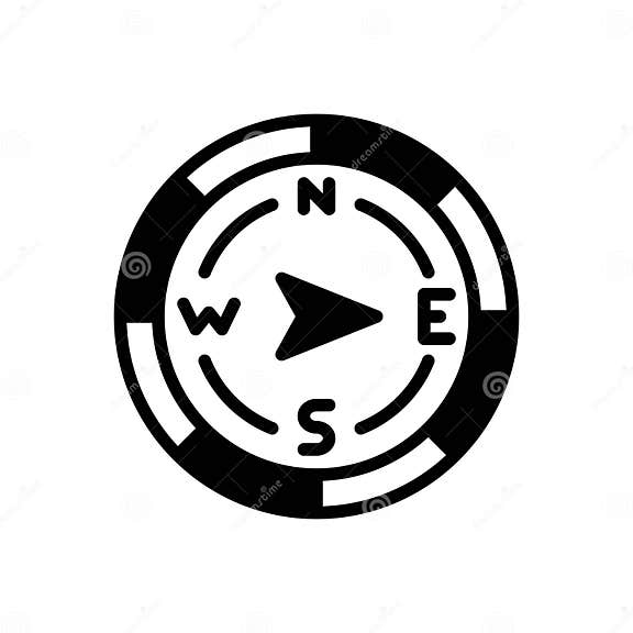 Black Solid Icon for East, Compass and Orientation Stock Illustration ...